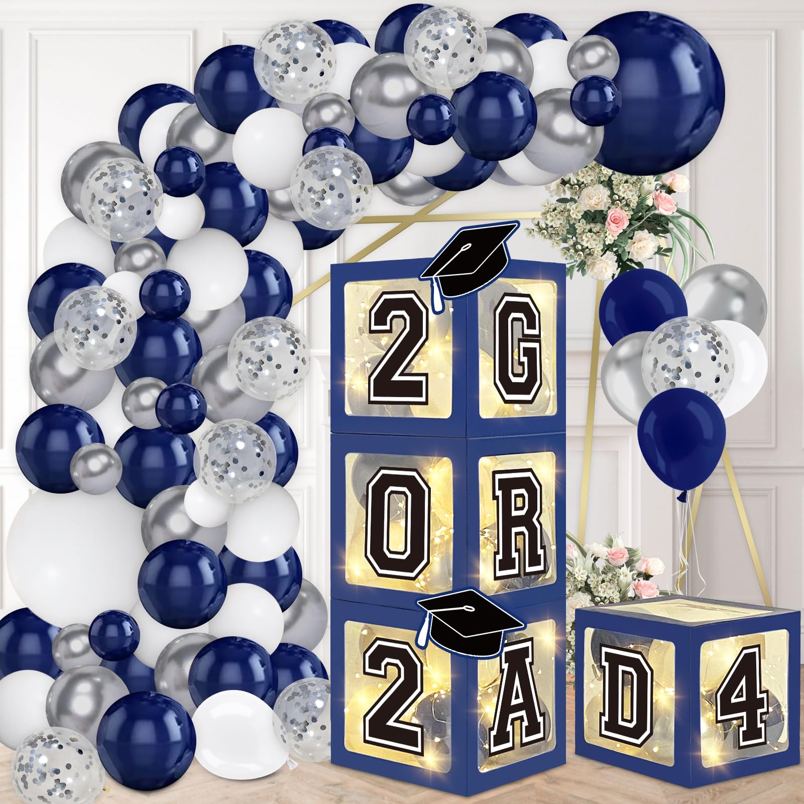 Snapklik.com : DAZONGE Navy Blue Graduation Decorations Class Of 2024 ...
