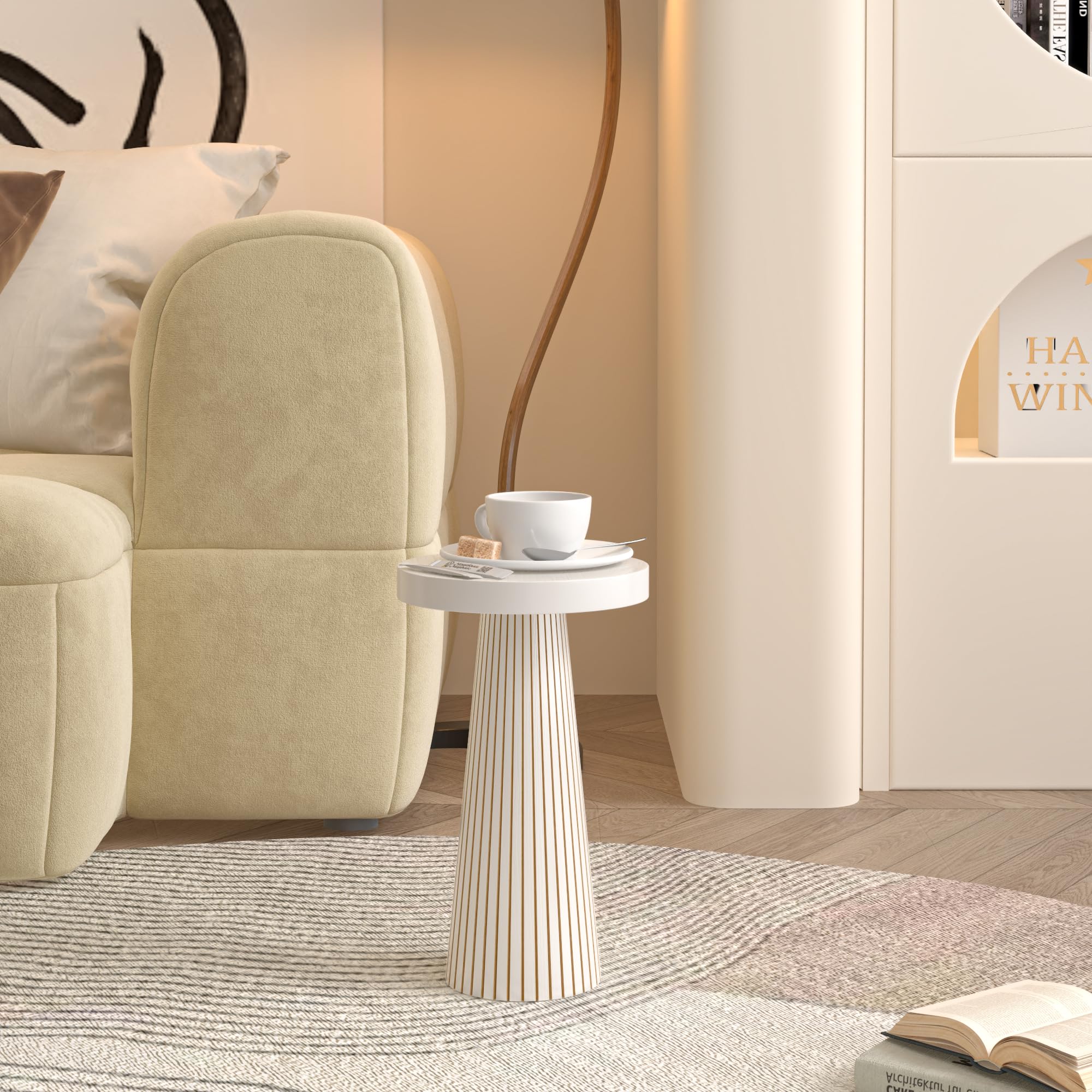 Amazon.com: Mini Round Fluted Accent Pedestal Side Table, End Table ...