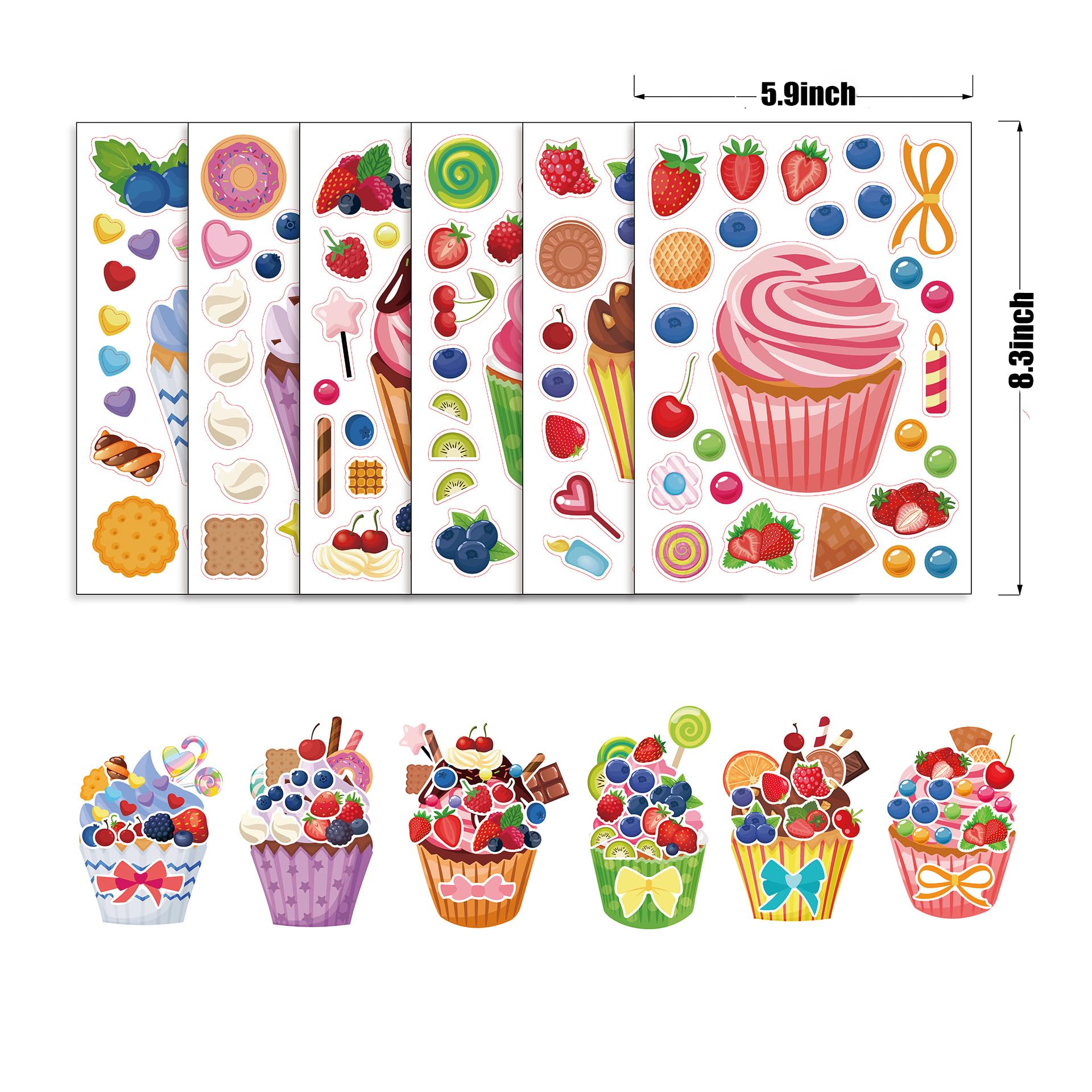 Snapklik.com : 24 Sheets Ice Cream Stickers Make A Face Treats And ...