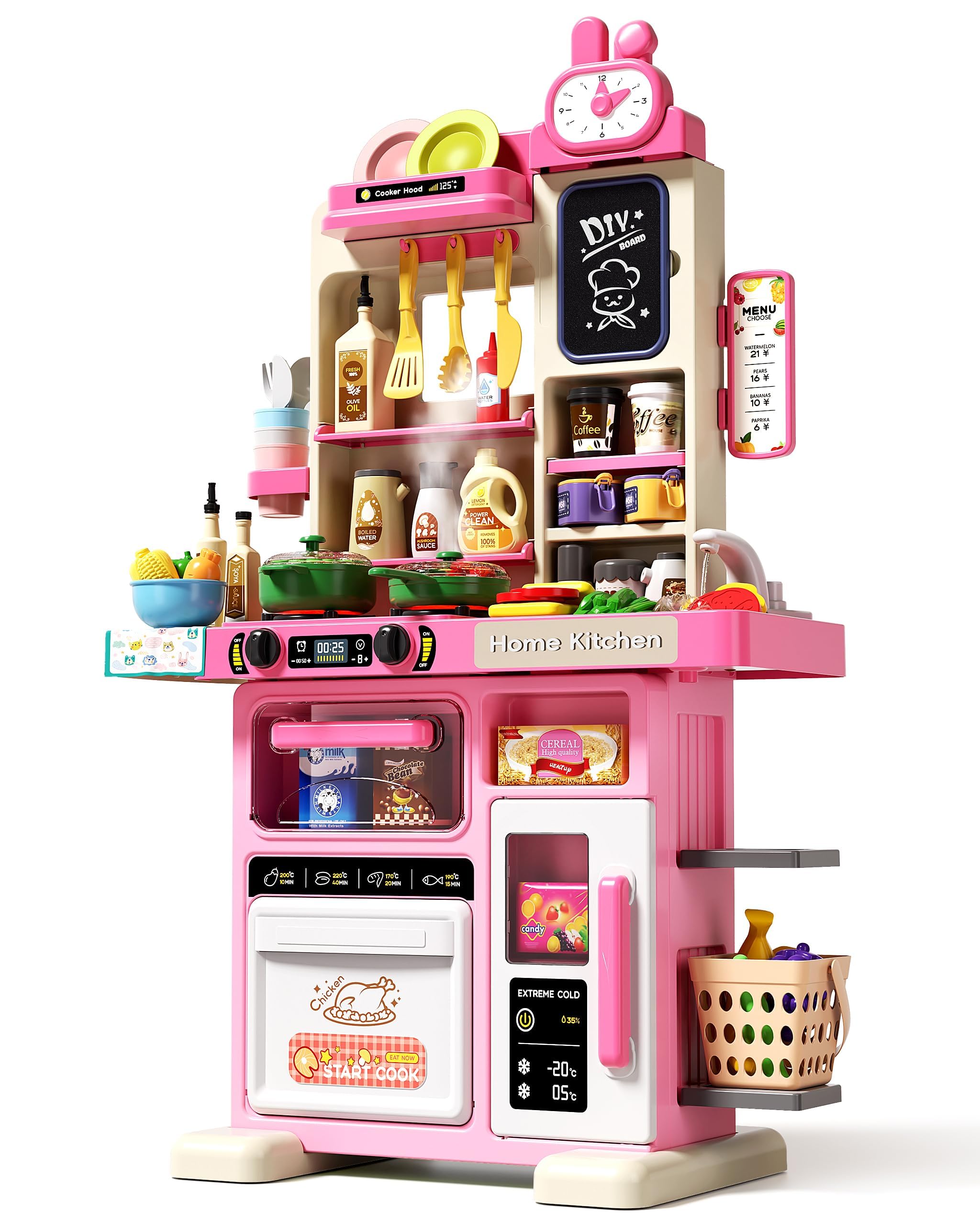 Amazon.com: 33.8IN - 70PCS Kids Kitchen Playset with Sound & Light ...