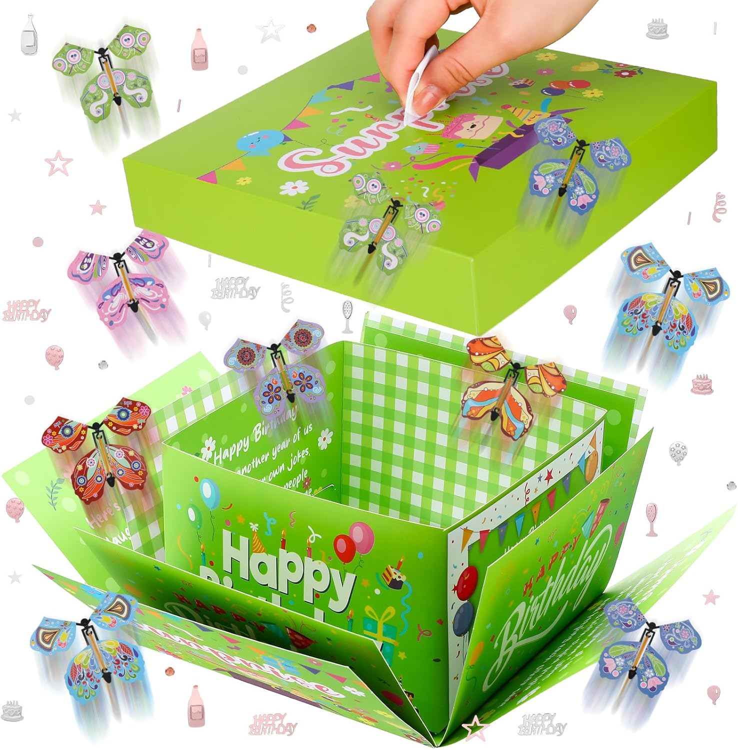 Amazon.com: XLSXEXCL Birthday Explosion Gift Box, Flying Butterfly ...
