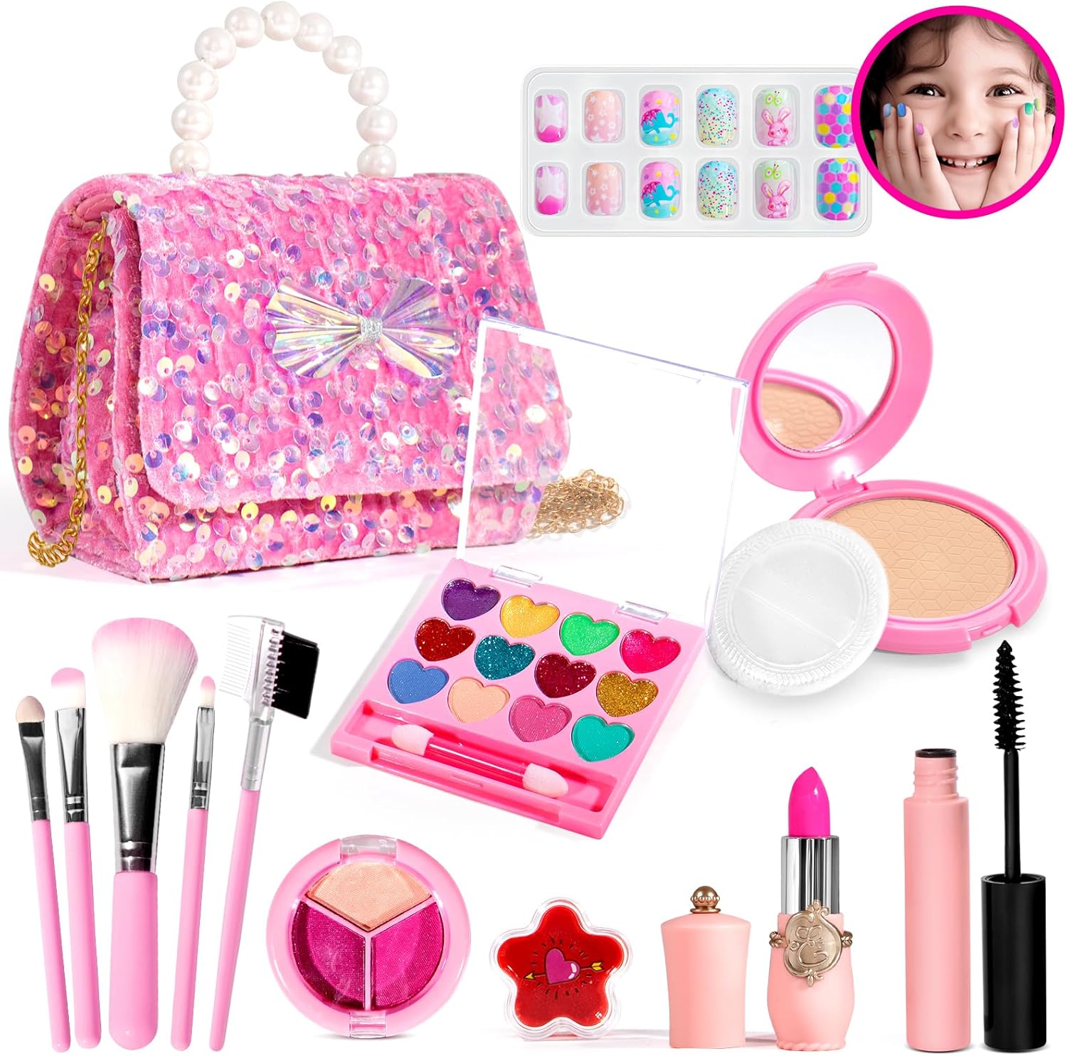Amazon.com: ULOVEME Kids Real Makeup Kit for Little Girls - Real, Non ...