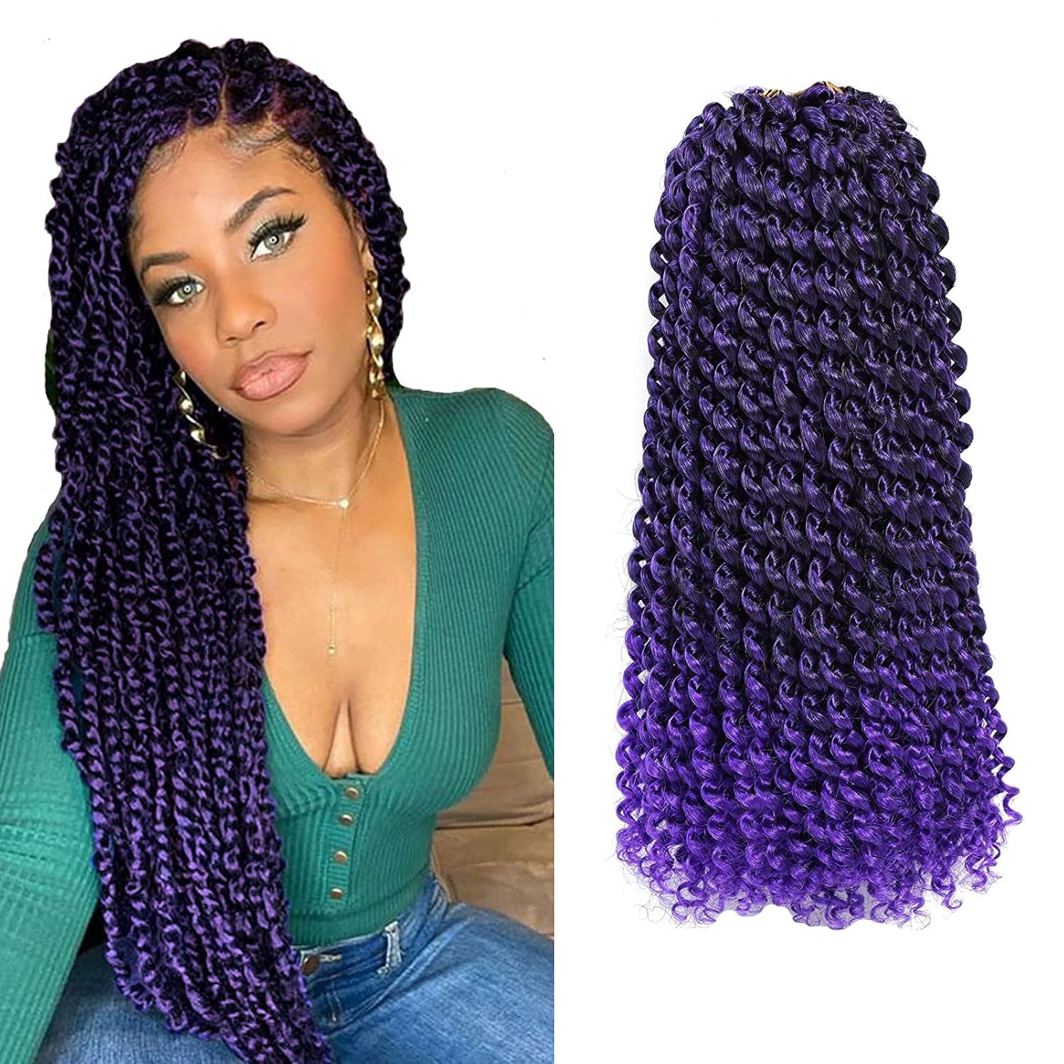 Amazon.com : 14inch Purple Water Wave Crochet Hair 6 Packs Ombre ...