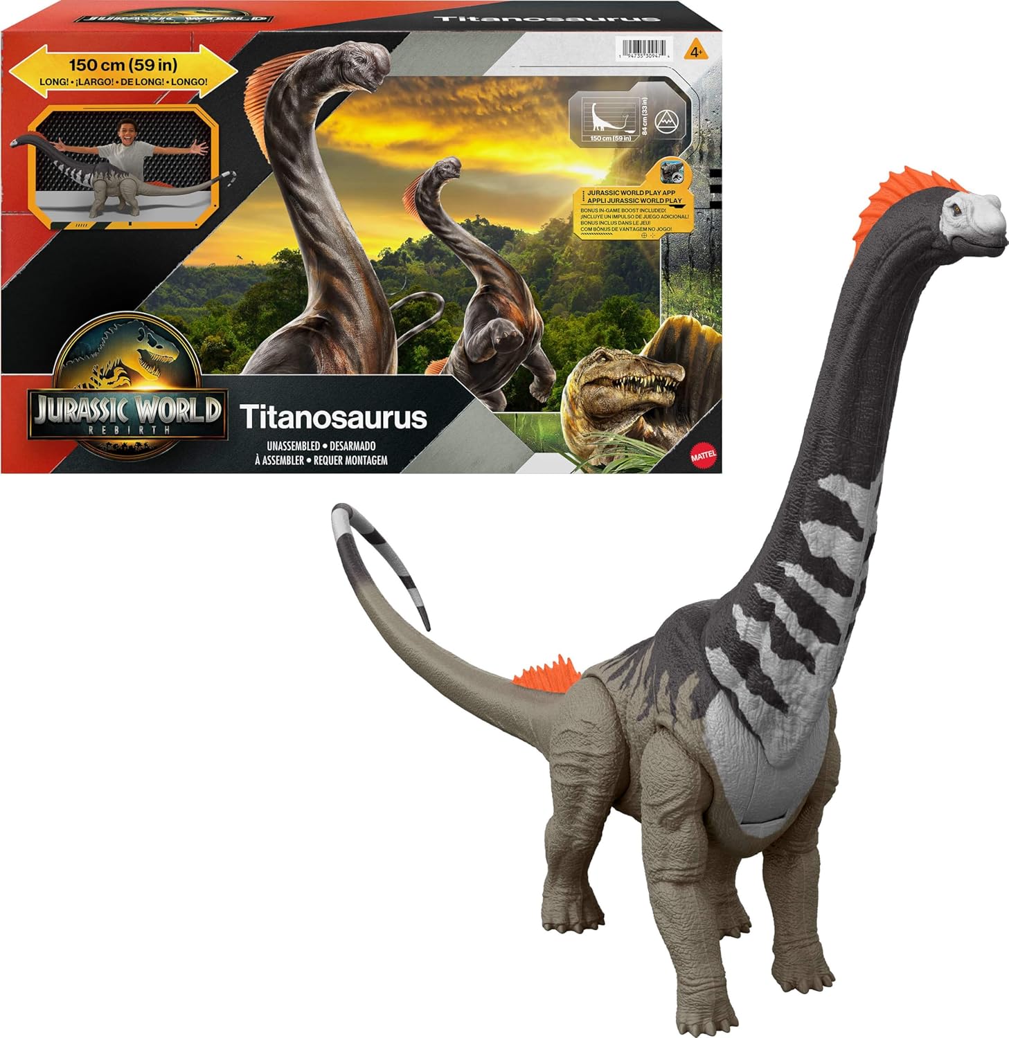 Mattel Jurassic World Rebirth Super Colossal Herbivore1 Dinosaur, Extra ...