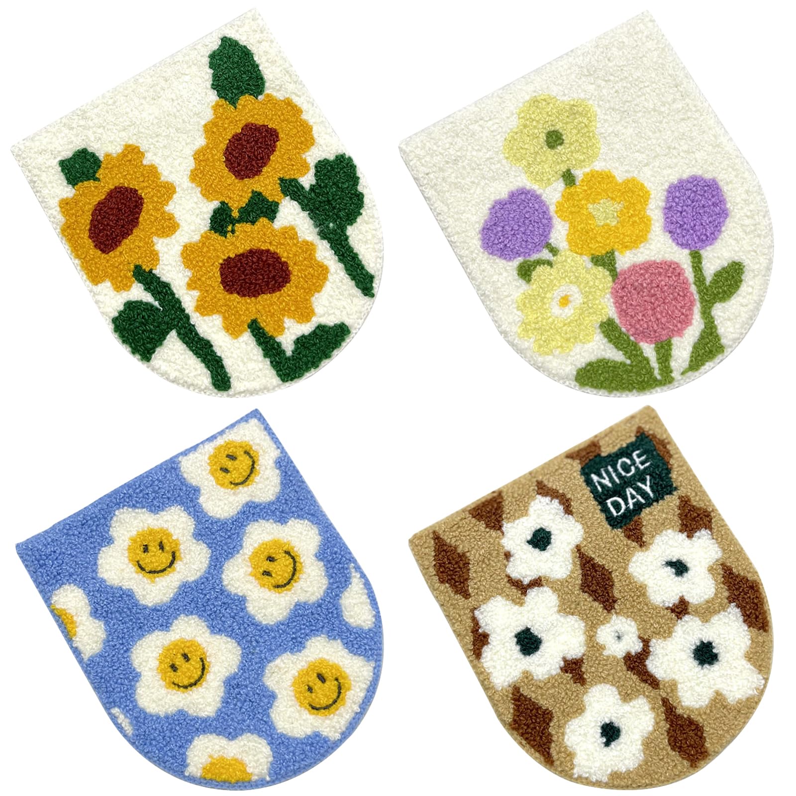 Amazon.com: 4PCS Big Daisy Flower Pocket Iron on Patches Embroidered Sew on Chenille Patches ...