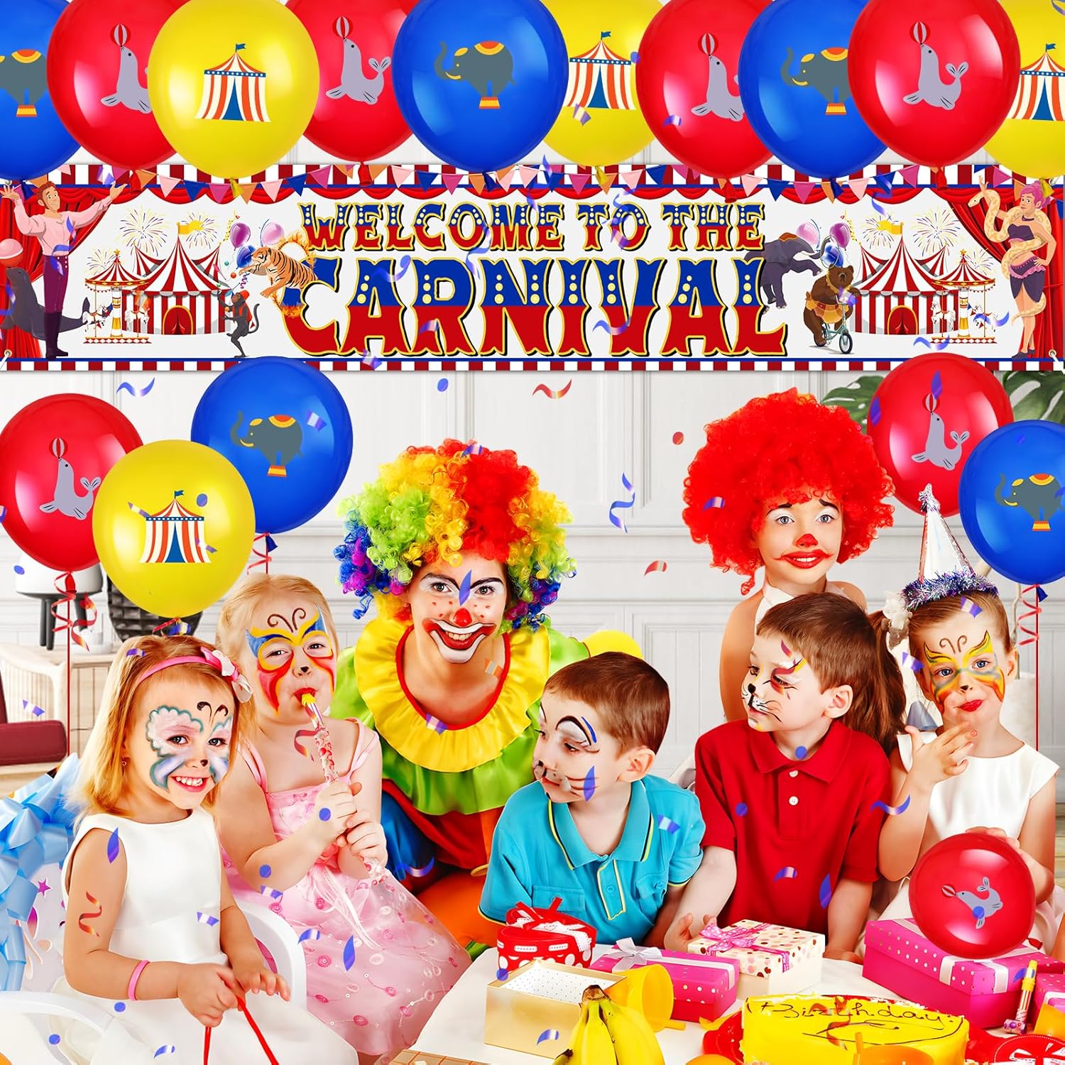 Decoraciones de fiesta temática de circo de carnaval, pancarta de ...