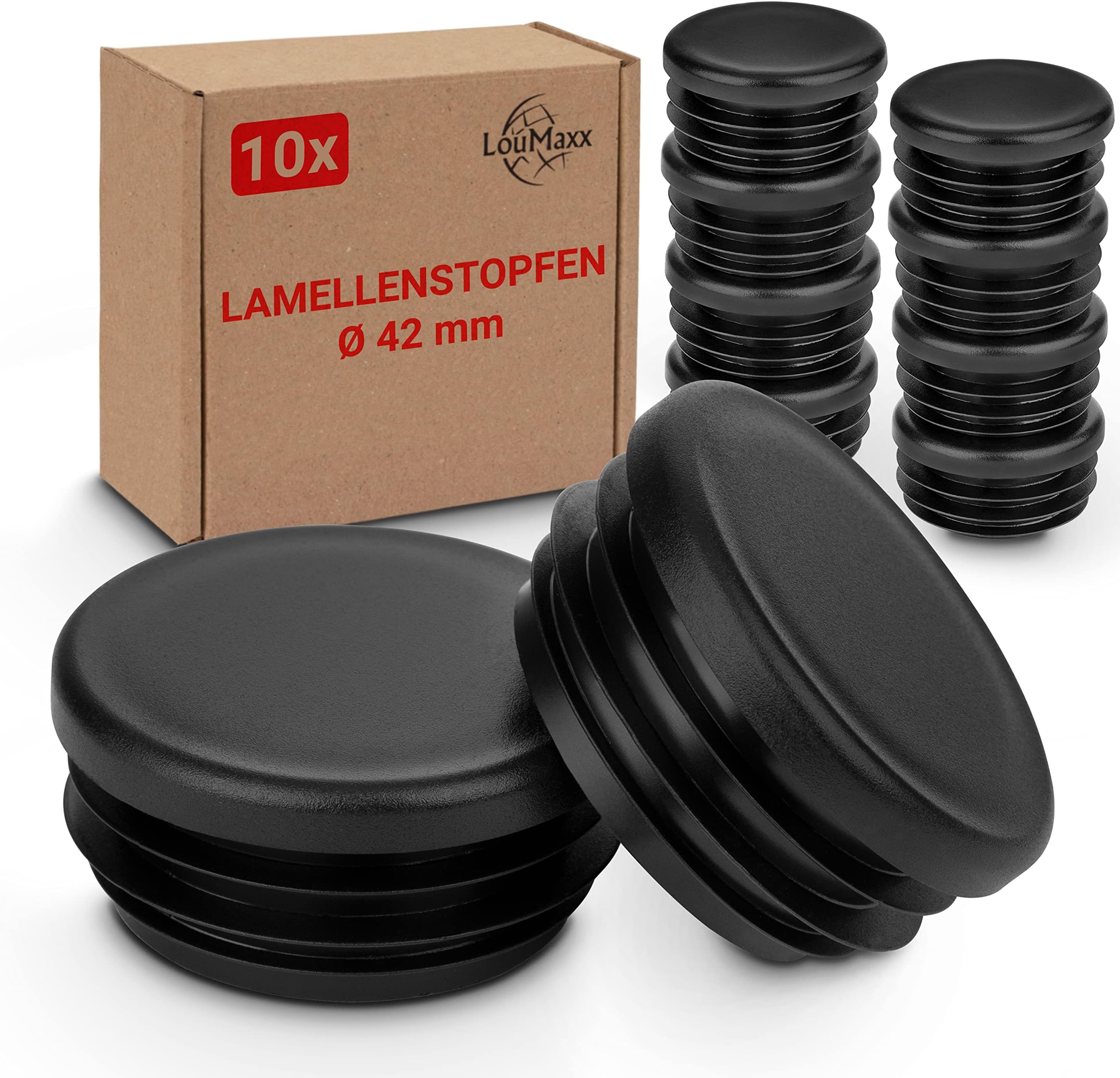 LouMaxx Lamellenstopfen rund 42 mm - Rohrabdeckung rund schwarz Stopfen ...