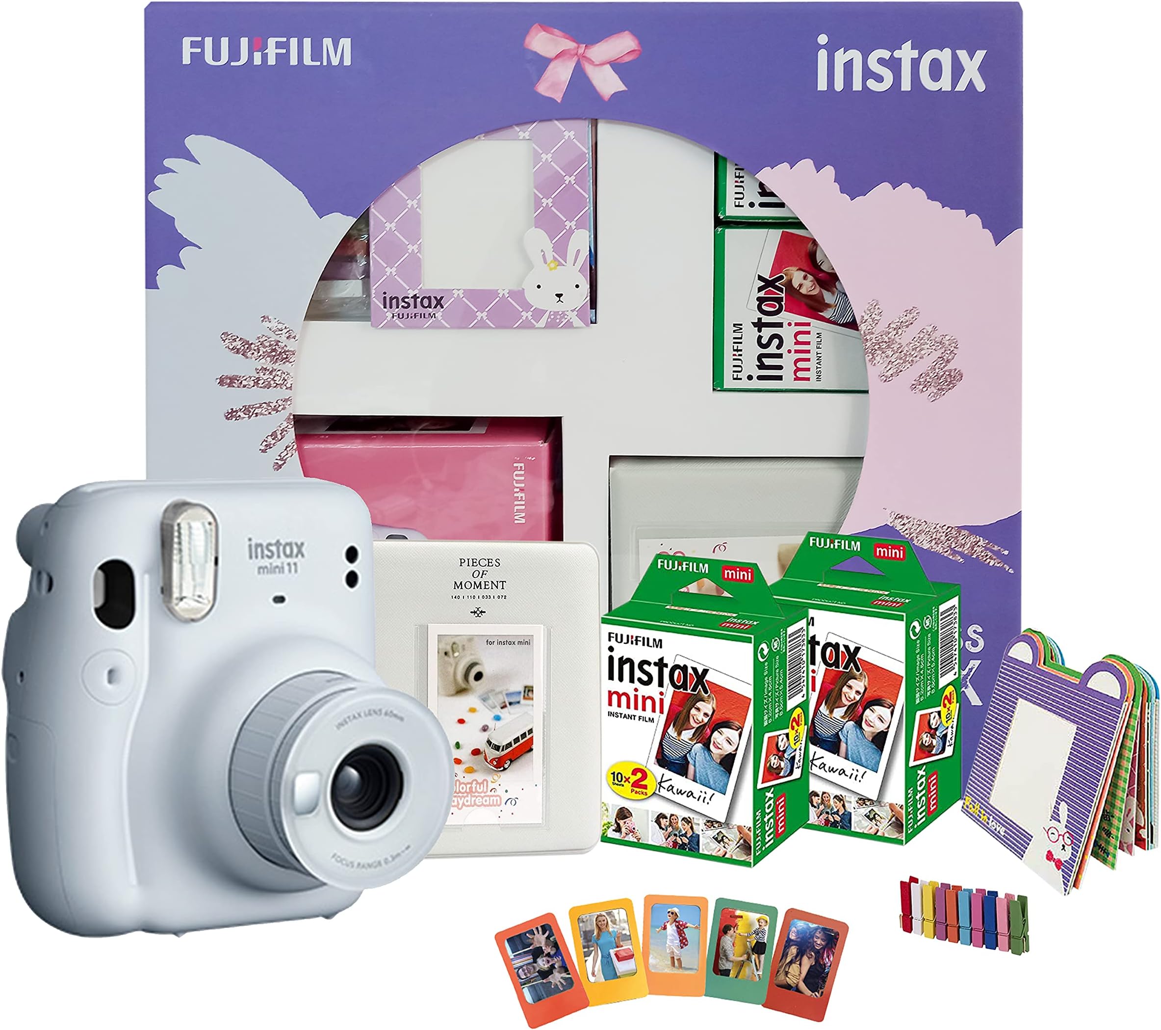 Fujifilm Instax Mini 11 Instant Camera (Ice White) Happiness Box with ...