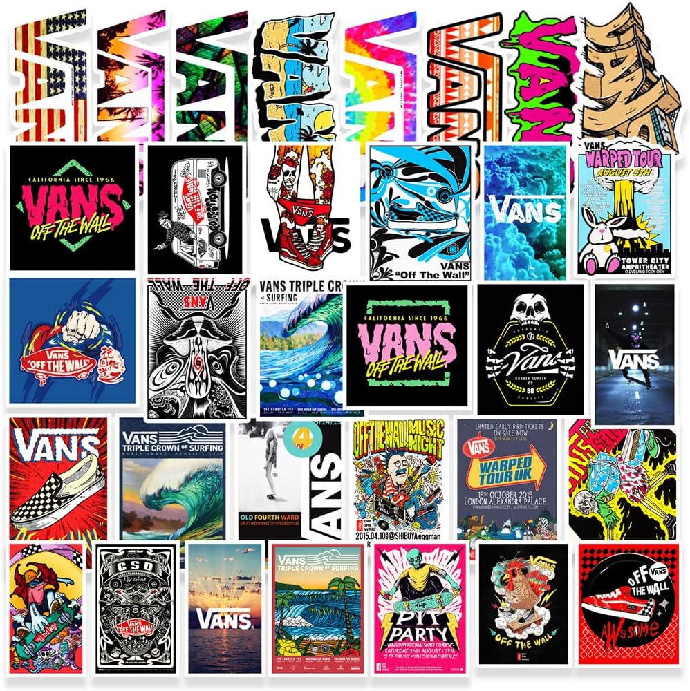Amazon.com: Zutena 100pcs Vans Stickers for Skateboard Water Bottles ...