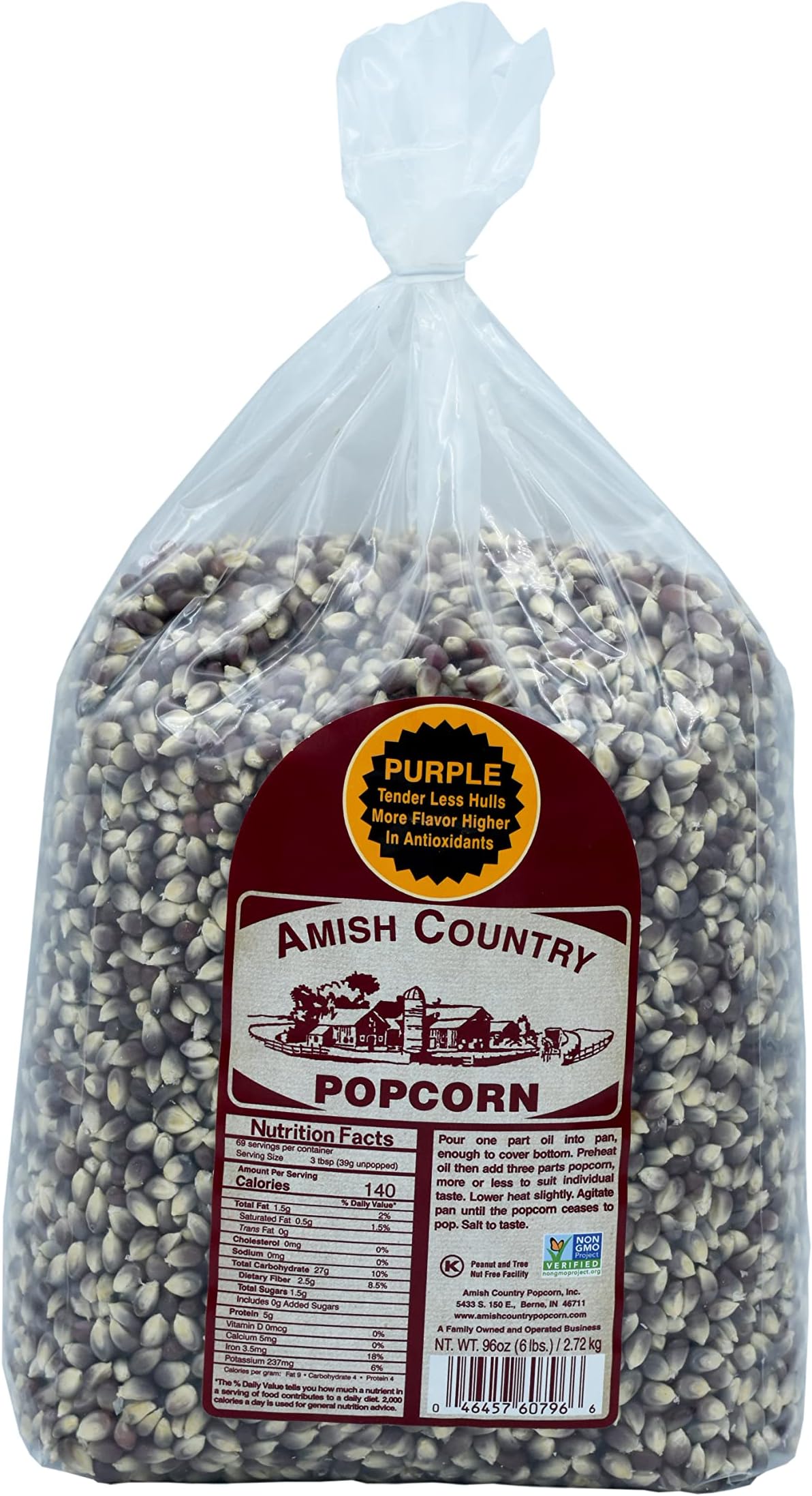 Amazon.com: Amish Country Popcorn | 6 lbs Bag | Purple Popcorn Kernels ...
