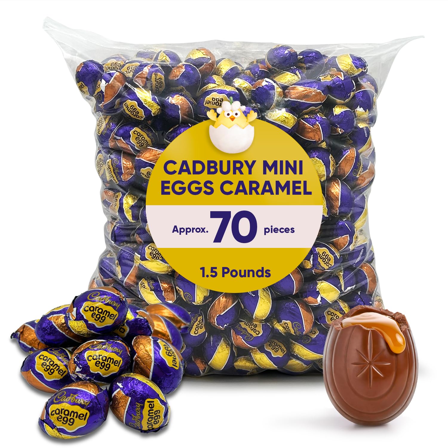 Buy Cadbury Mini Eggs Caramel 1.5LB Approx 70 Mini Chocolate Candy Eggs - Cadbury Chocolate ...