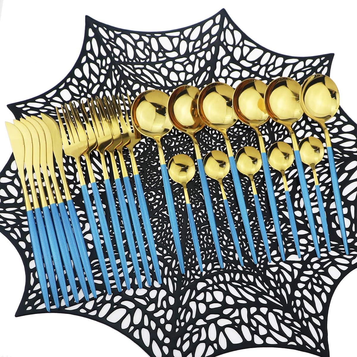 Amazon.com | Uniturcky Shiny Silverware Sets, 24-Piece Elegant Cute ...