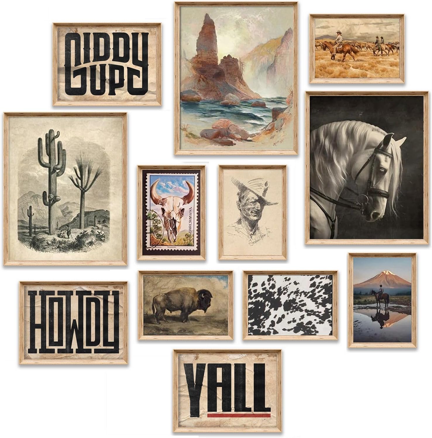 Amazon.com: SanArt Vintage Western Wall Art - Boho Cowboy ...