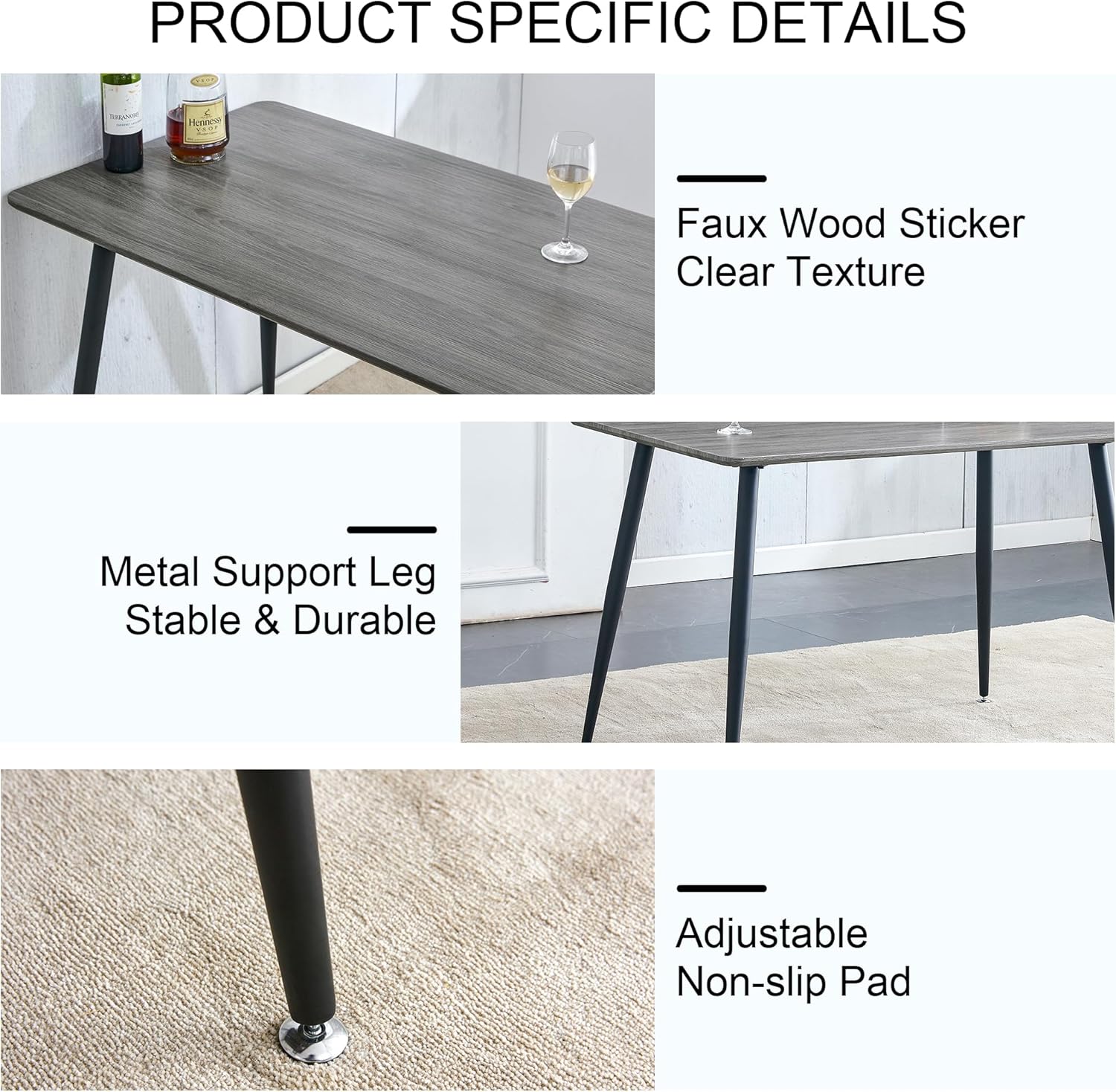 Small Dining Table Set for 4,Modern Rectangle 47'' Wood Dining Table ...