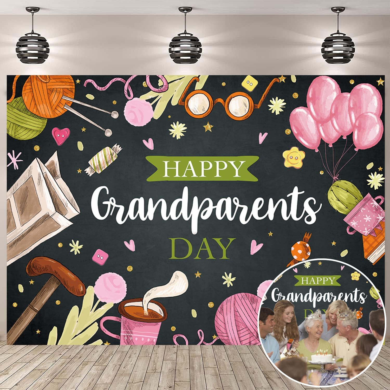 Amazon.com : Leyiyi 7x5ft Photography Background Happy Grandparents Day ...
