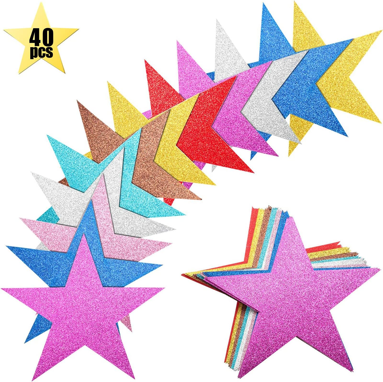 Amazon.com: 70 Pcs 6 Inch Glitter Stars Cutouts Paper Confetti Star ...
