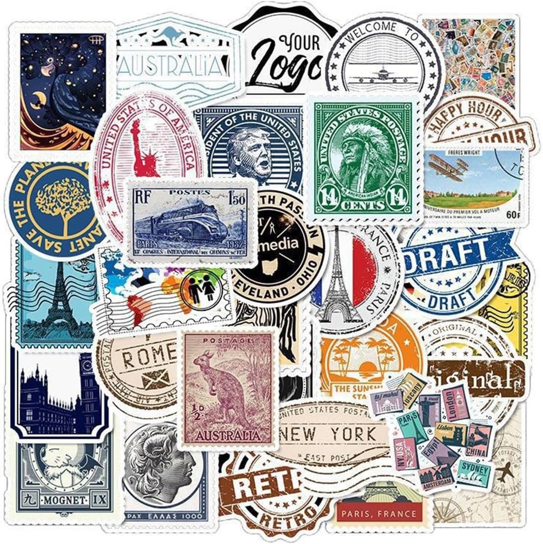 Amazon.com: 50PCS Luggage Travel Stickers for Kids Teens Suitcase ...