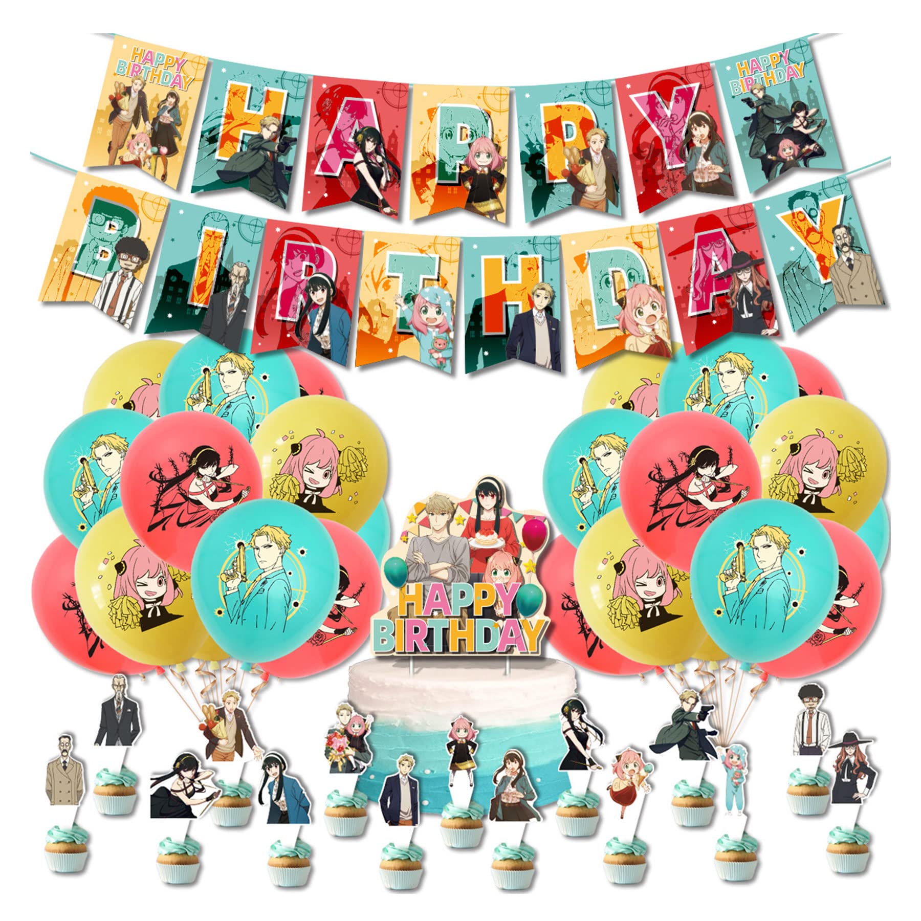 Buy Family Birthday Party Supplies Anime Party Decorations Includes ...