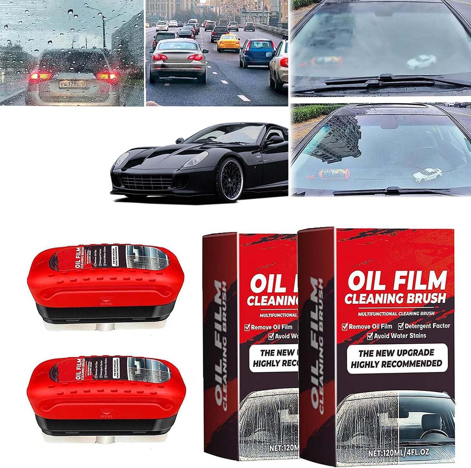 Amazon.com: Lmuwecno 2PCS Automotive Oil Film Cleaning Brush,Glass ...