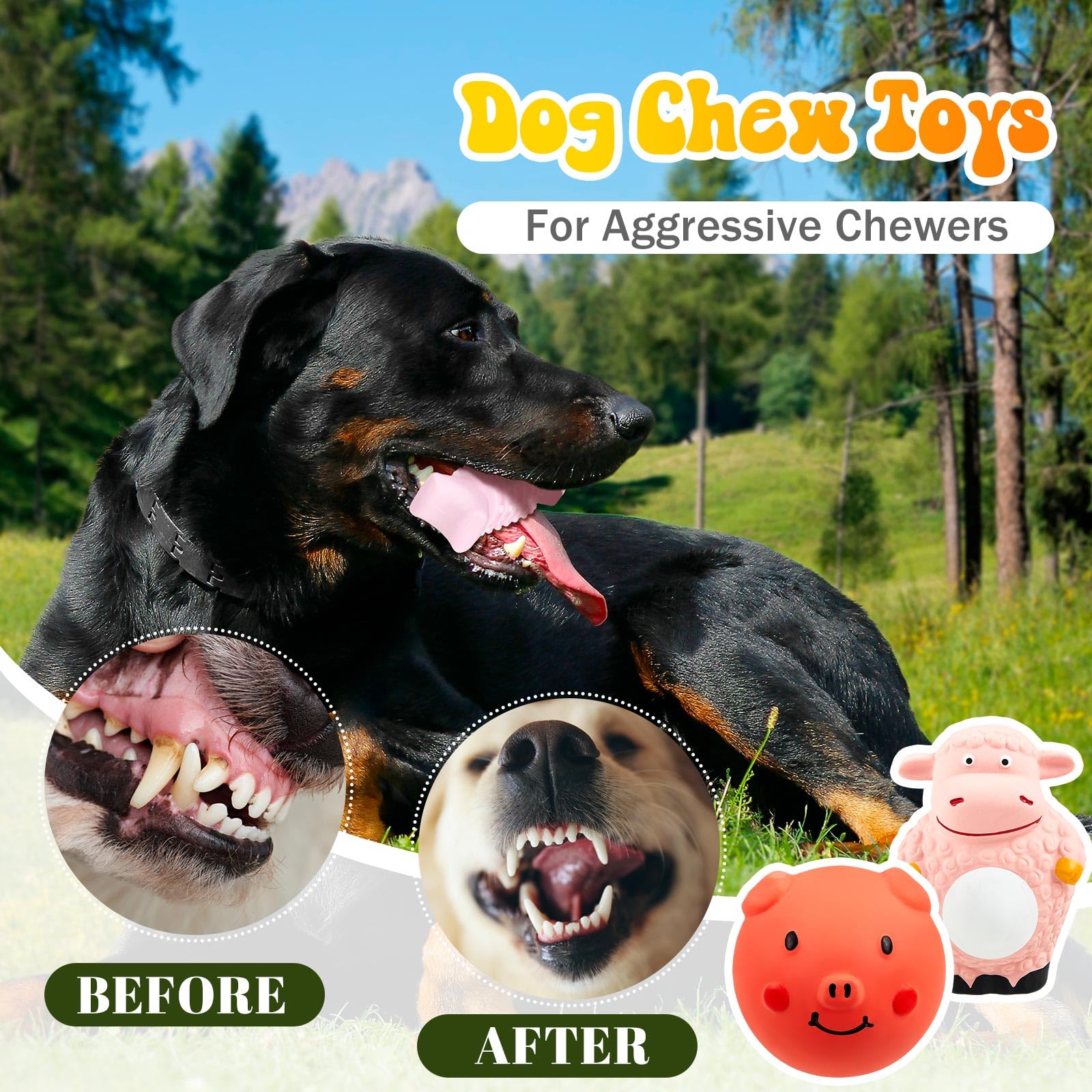 Liliful 9 Pcs Squeak Latex Dog Toys Soft Rubber Dog Chew Toy Grunting ...