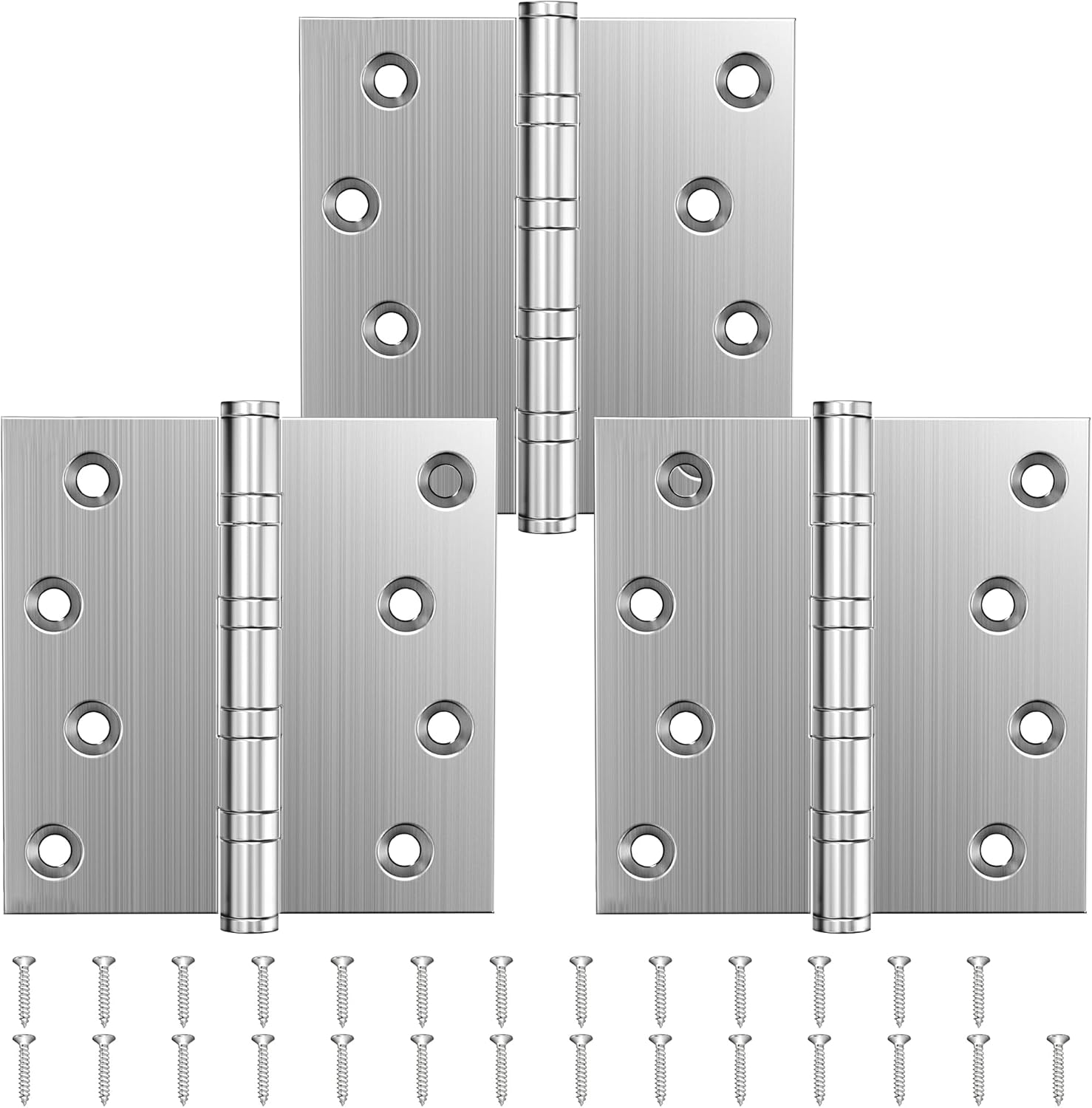 KOLET Ball Bearing Door Hinges, 4 x 4 Inches Door Hinges, Square Corner, Stainless Steel Hinges ...