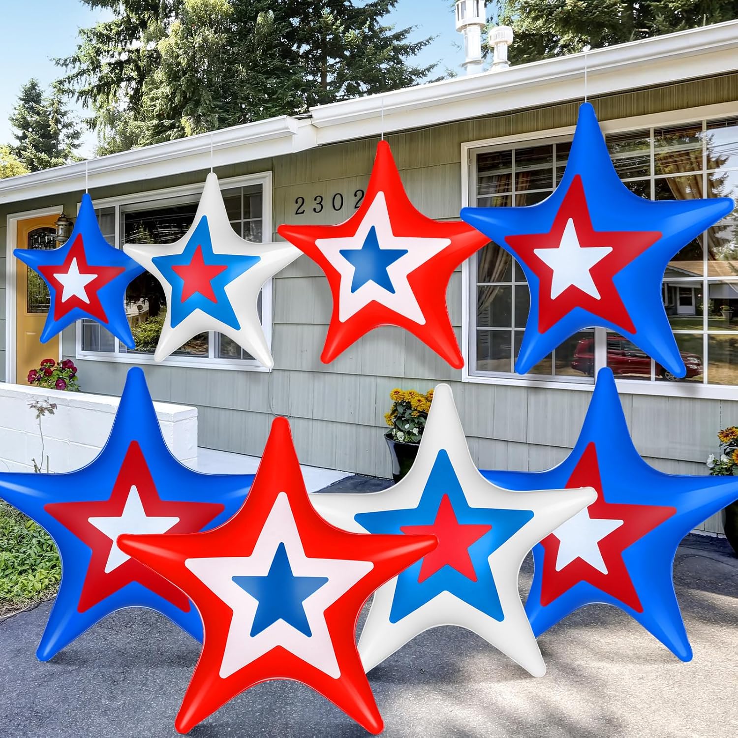 Amazon.com: Relaxgiant 12 Pcs 4th of July Inflatable 14.2'' Star Blow ...