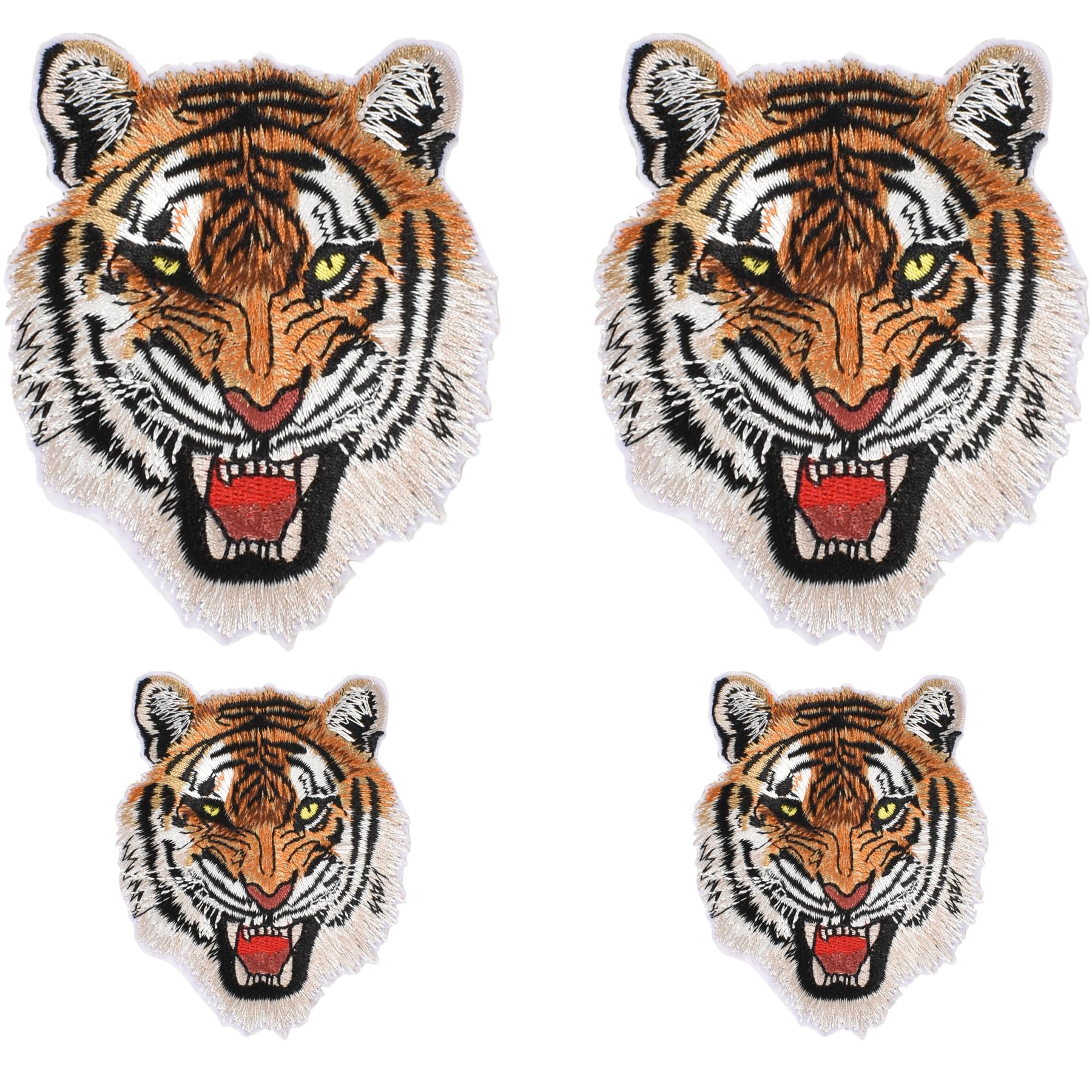 Amazon.com: Redvigh Tiger Iron on Patch 4PCS, Roaring Tiger Head Patch Embroidered Patches for ...