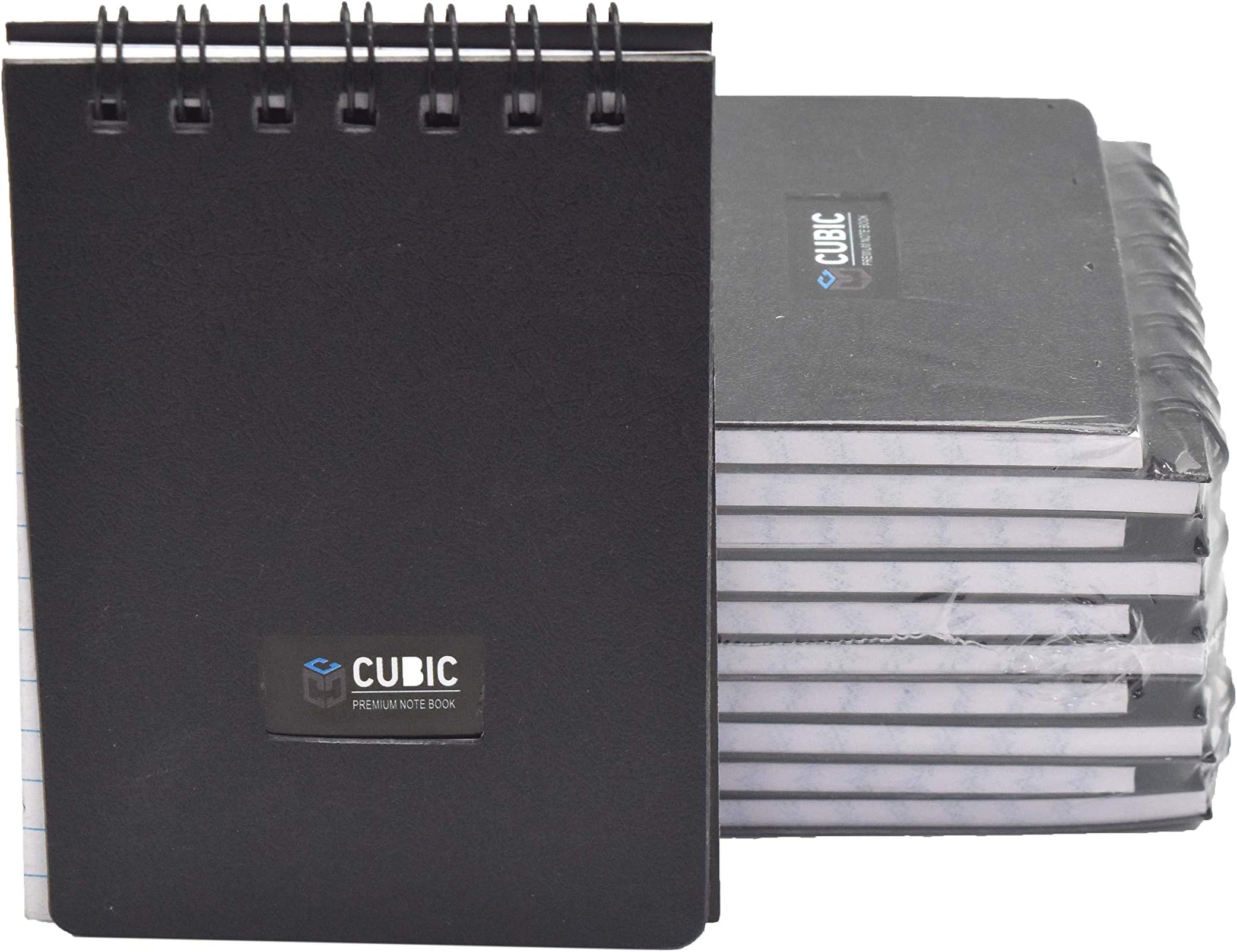 Cubic A7 Wiro Pocket Notebook - Pack of 10 (Black) | Spiral-Bound ...
