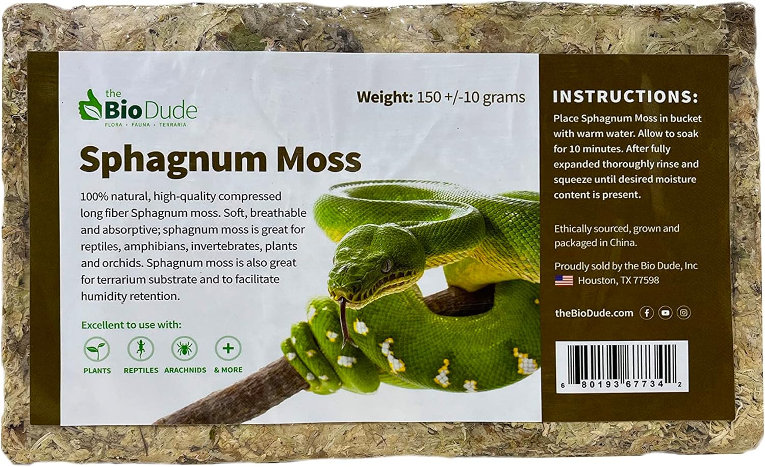 Amazon.com : The Bio Dude Compressed Sphagnum Moss Brick 150 Grams ...