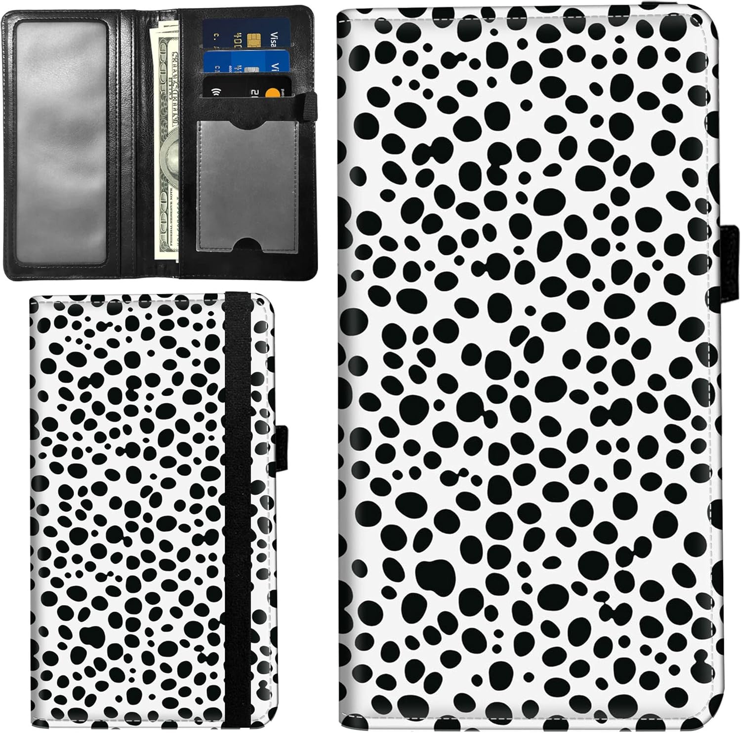 Amazon.com: RYUITHDJP Leather Checkbook Cover Black white Spot Desgin ...