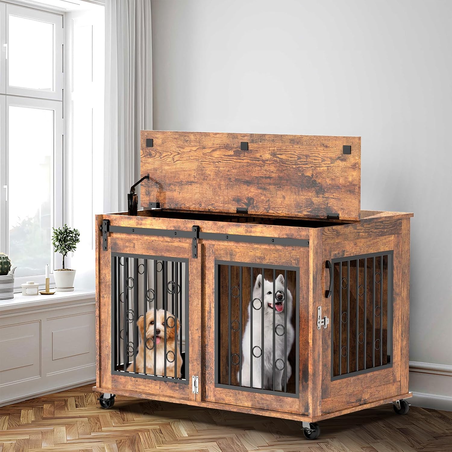Amazon.com: Lyromix Furniture Style Dog Crate End Table with Sliding ...