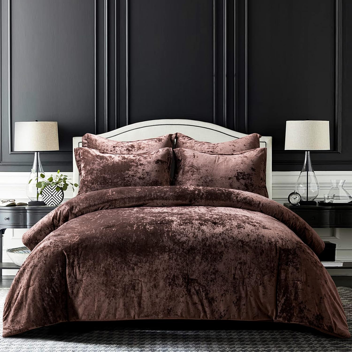 Amazon.com: Sunshine Nicole Distressed Velvet Comforter Set, Distressed ...