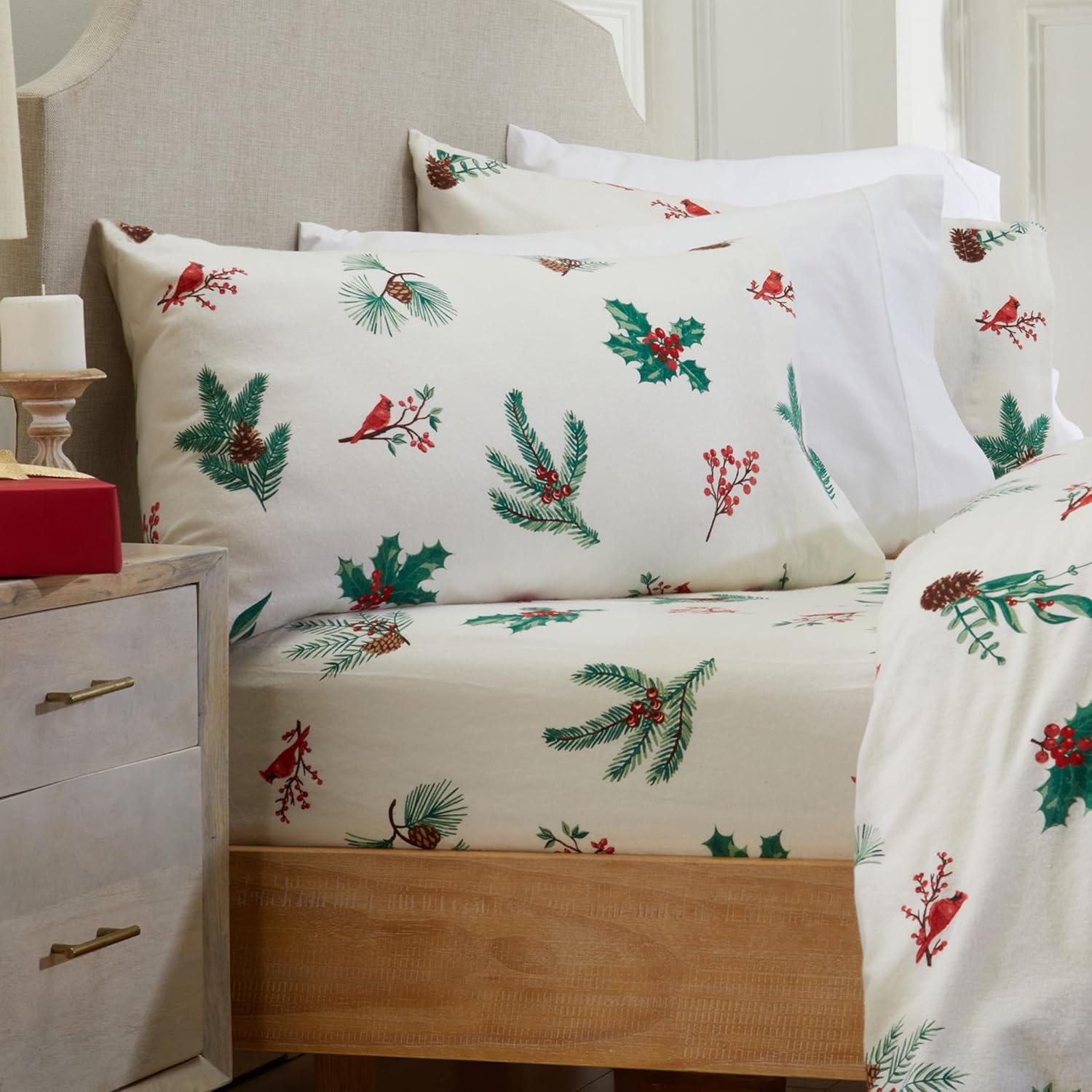 Amazon.com: Market & Place 100% Cotton Queen Flannel Sheet Set | 4 ...