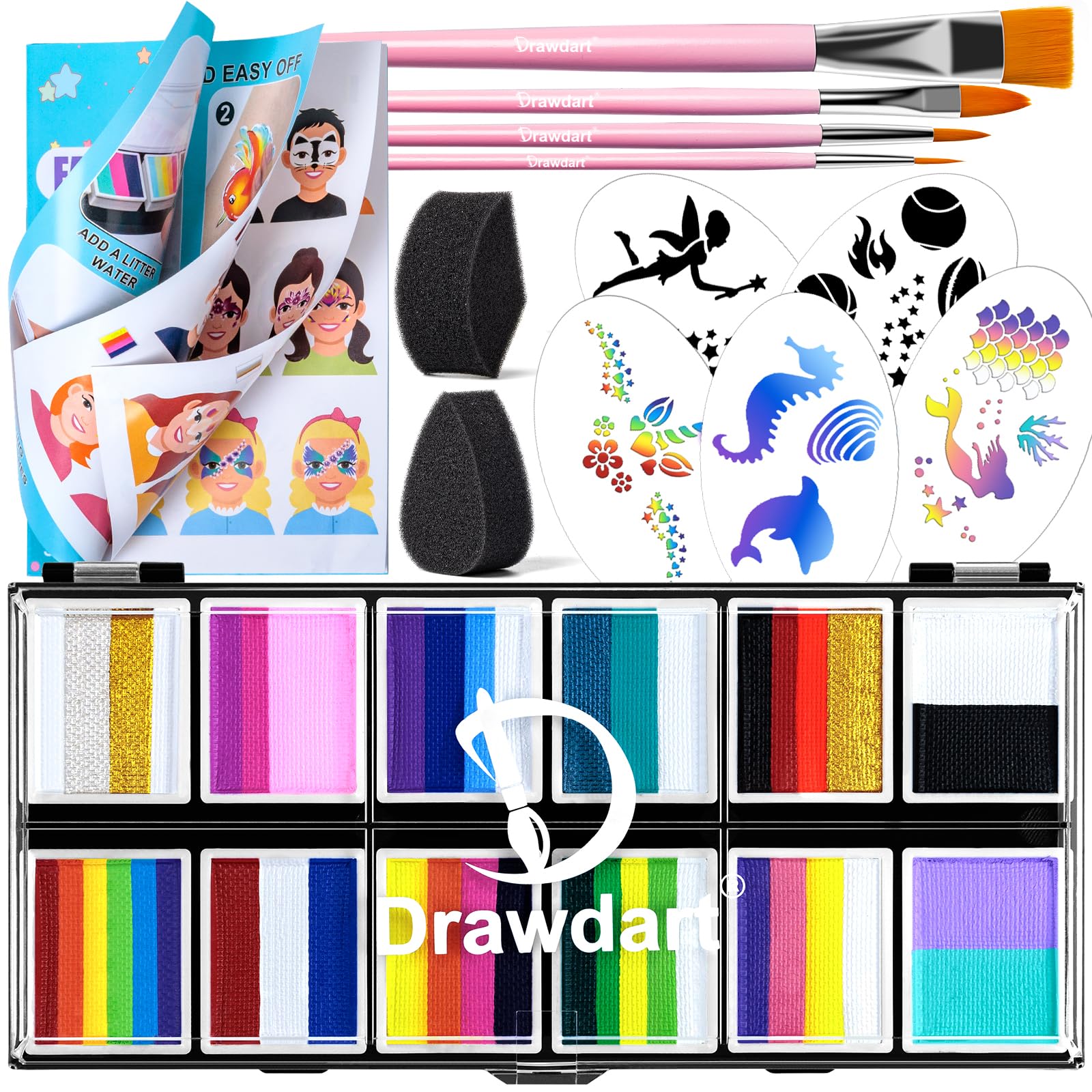 Snapklik.com : Drawdart Professional Face Painting Kit For Kids Adults ...