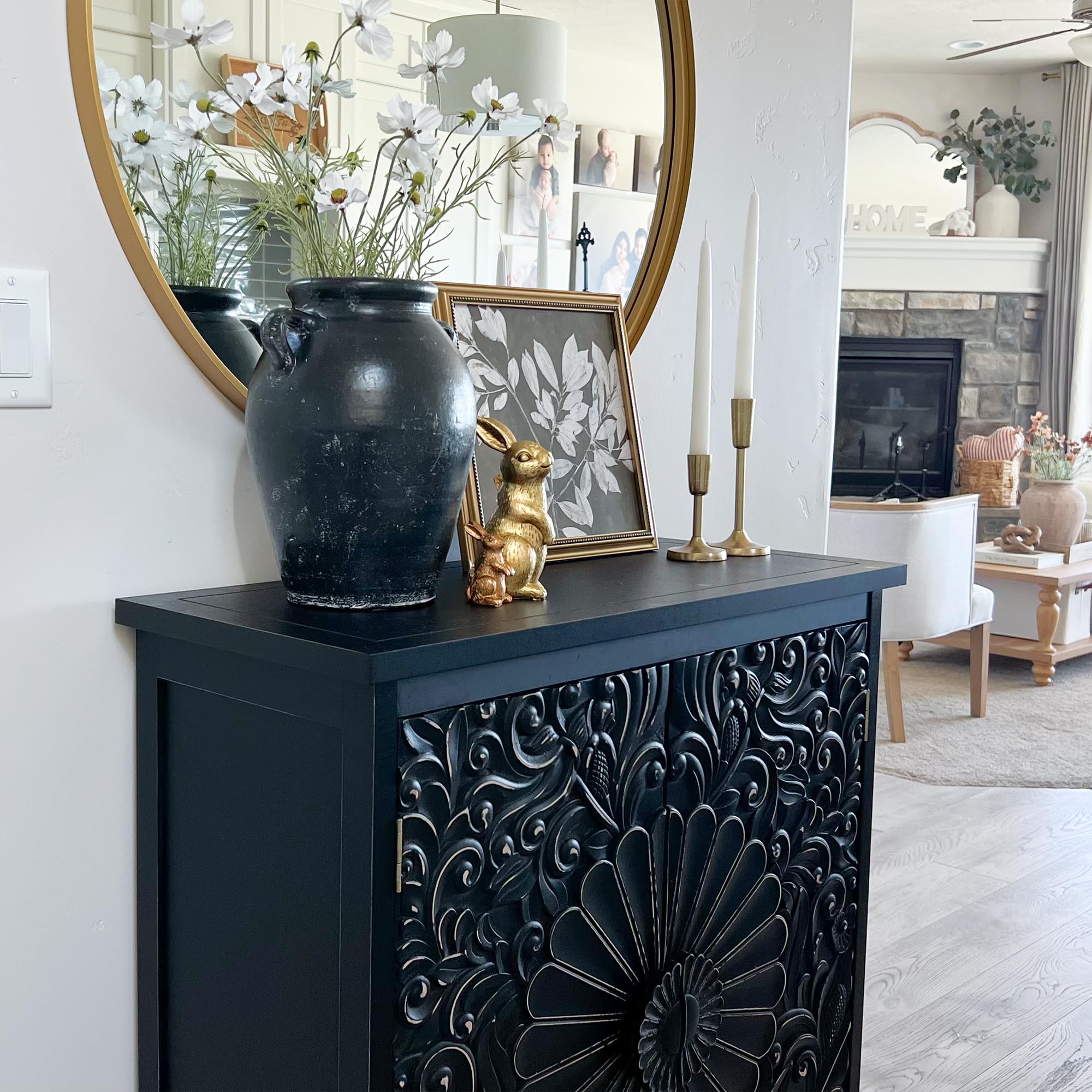 PHI VILLA Black Accent Cabinet - Accent Storage Cabinet Small Accent ...