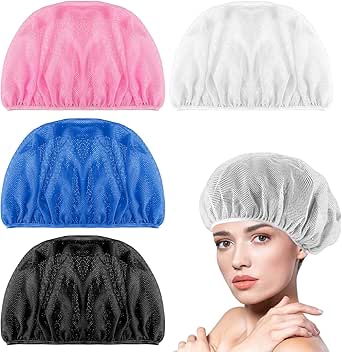 Amazon.com: 4 Pcs Mesh Sleep Bonnets Hair Nets Cap for Women Sleeping ...