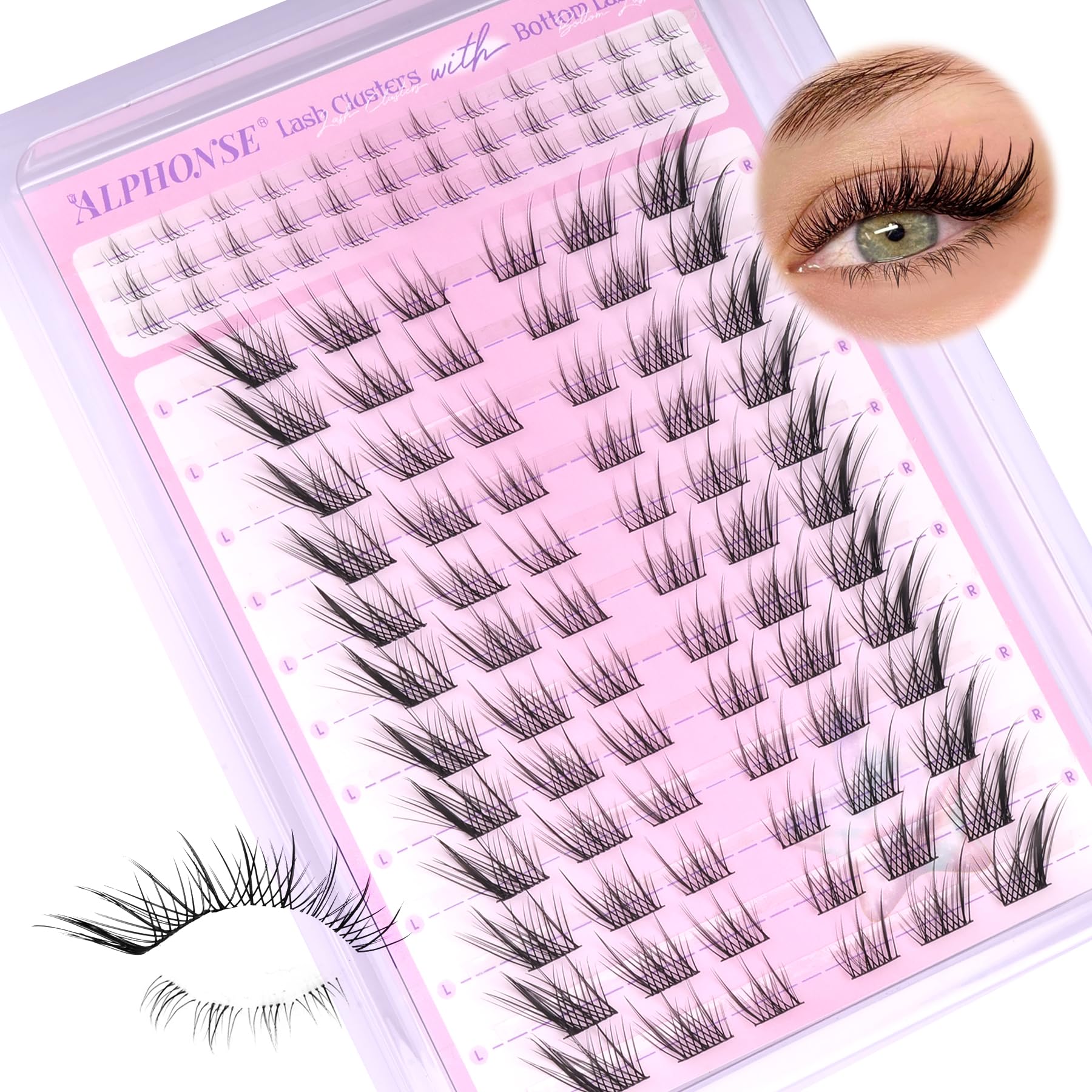 Amazon.com: Fox Eye Lash Clusters with Bottom Lashes Natural Lash ...