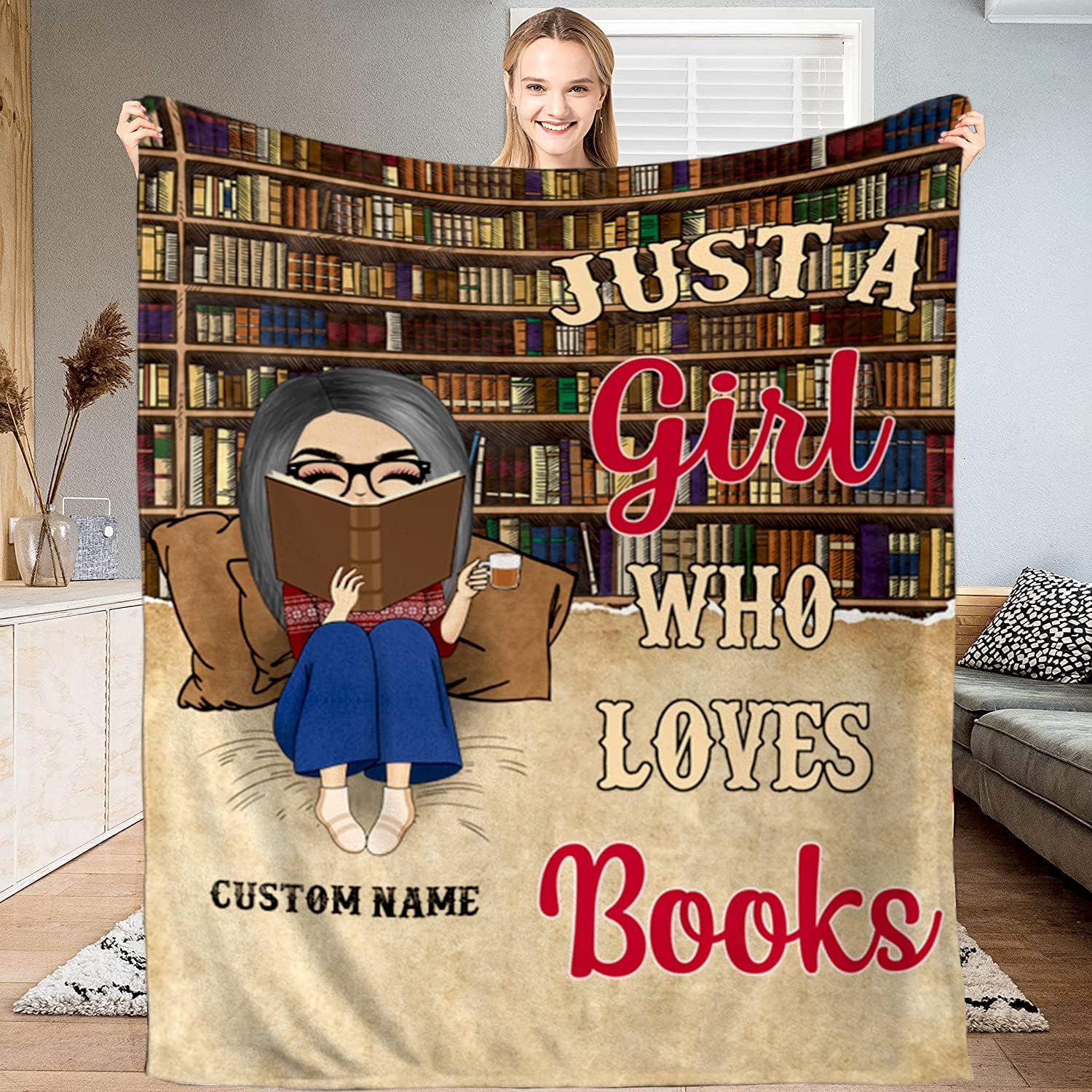 Amazon.com: Customized Reading Blanket and Throw Book Lovers, Daughter ...