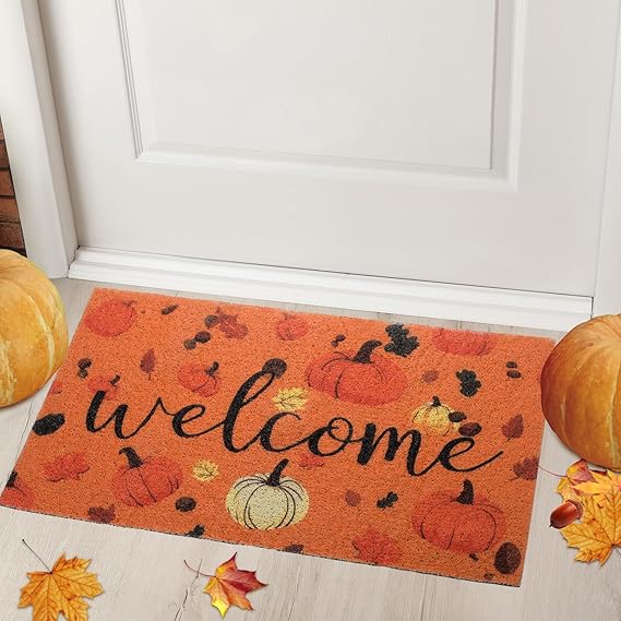 Amazon.com: Tinideya Pumpkin Welcome Mat for Indoor Doormat 30 x 18'' Front Door Welcome Mat Non ...