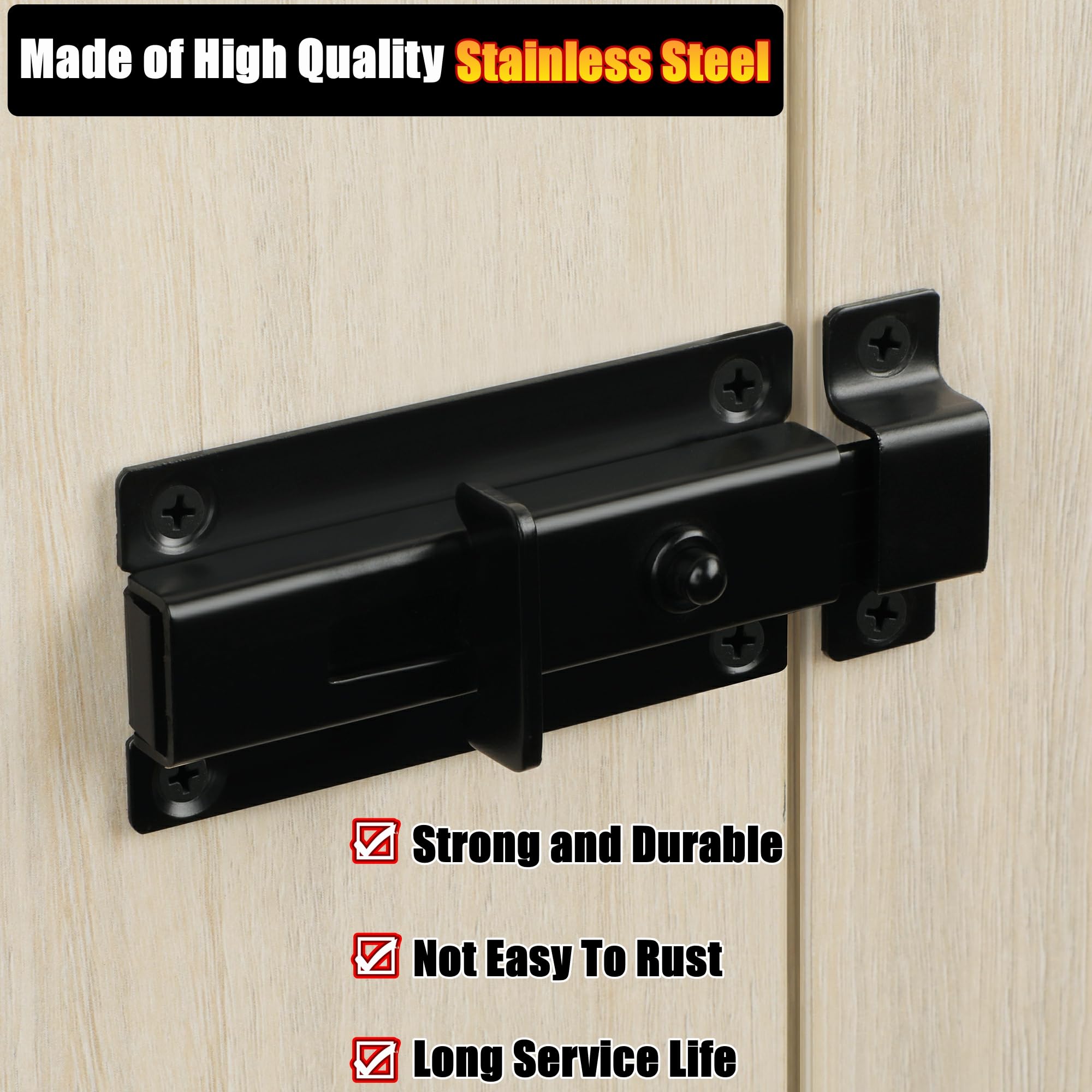 Snapklik.com : Slide Bolt Gate Latch,Spring-Automatic Barrel Bolts ...