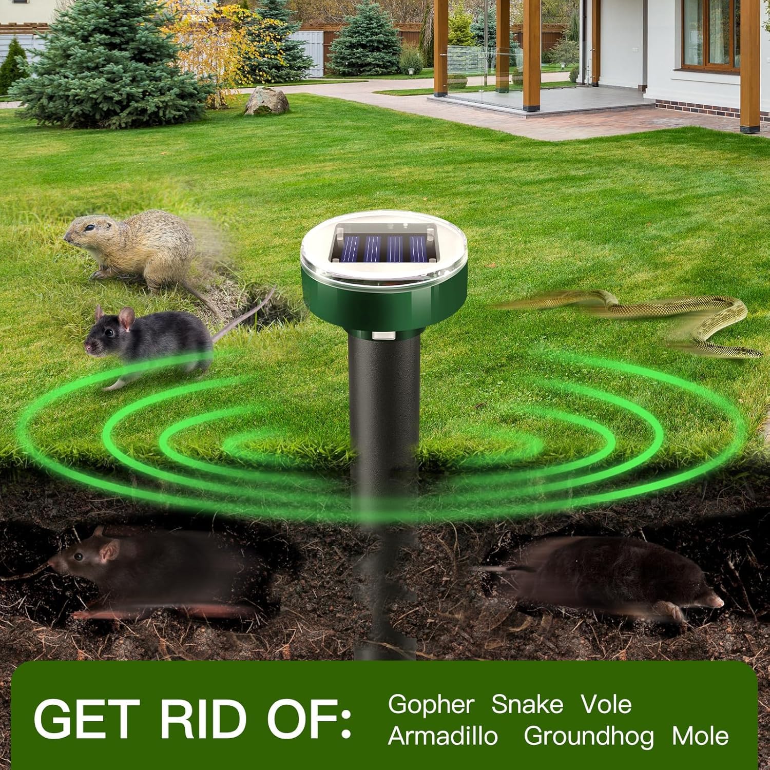 Mole Repellent Solar Powered Ultrasonic (6 Pack) - IP65 Waterproof ...