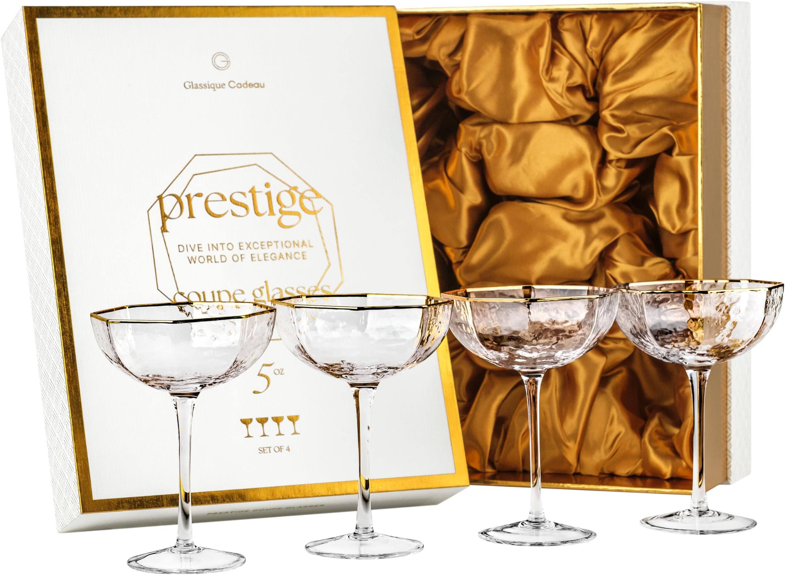 Amazon.com | GLASSIQUE CADEAU Vintage Art Deco Blush Pink Coupe Glasses ...