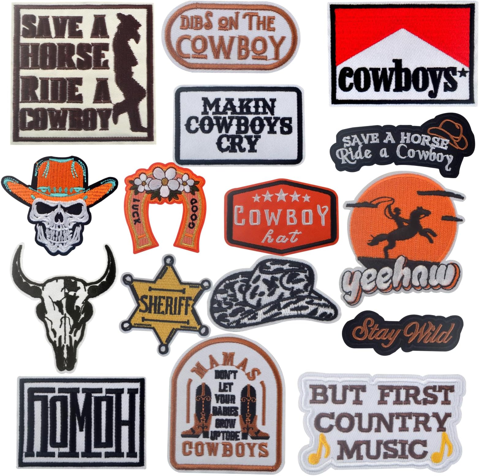 Amazon.com: Bull Skull with Rose Patch Embroidered Applique Badge Iron ...