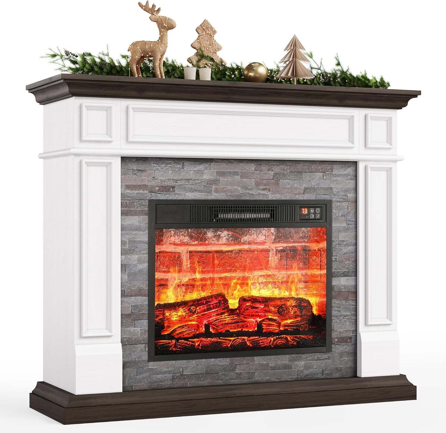 Amazon.com: Electric Fireplace with Mantel, Tall Fireplace Heater ...