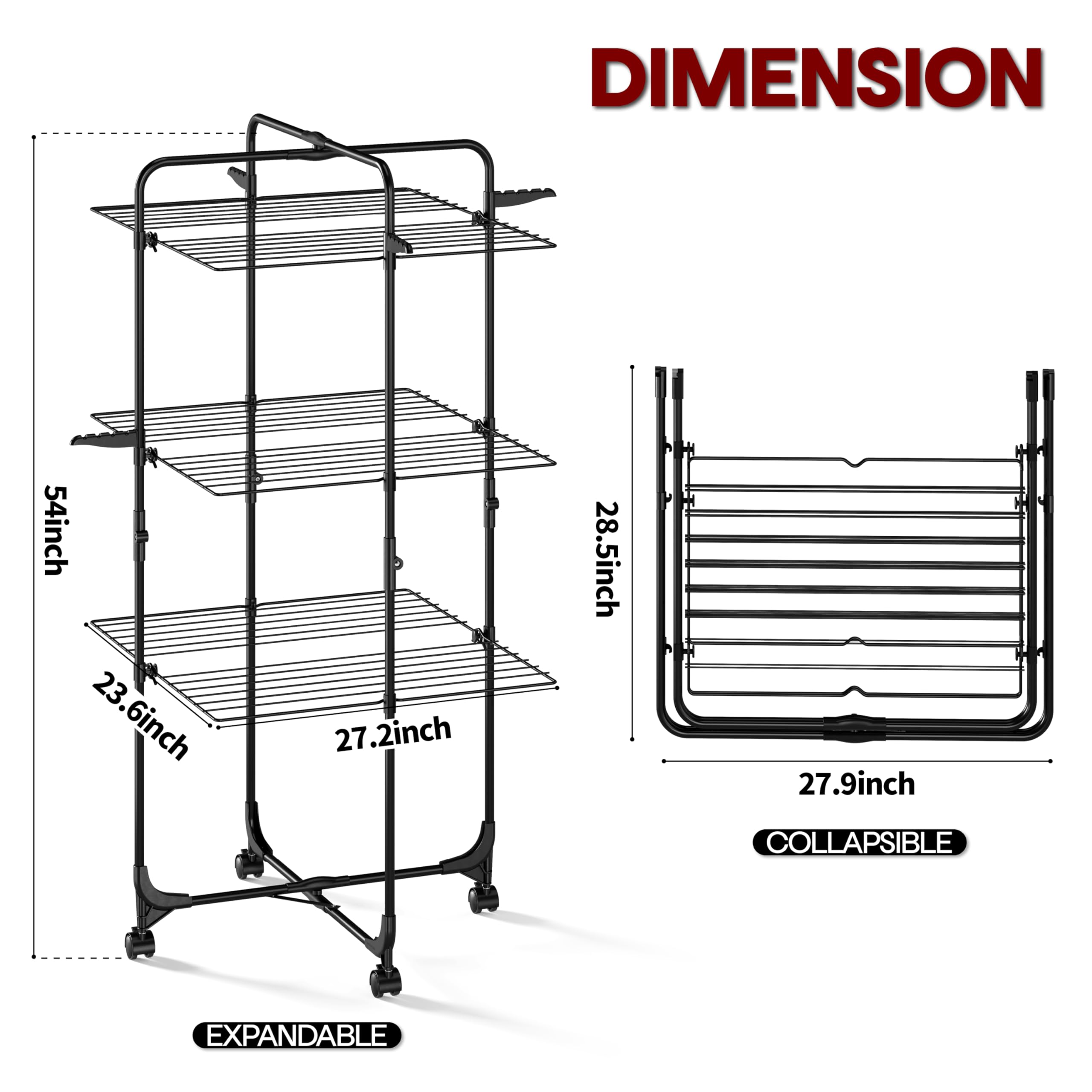 Snapklik.com : APEXCHASER Clothes Drying Rack, 3-Tier Collapsible ...