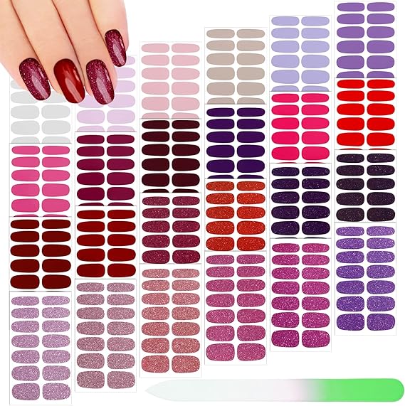 Amazon.com: 336 Pieces 24 Sheets Full Wrap Nail Polish Stickers Nail ...