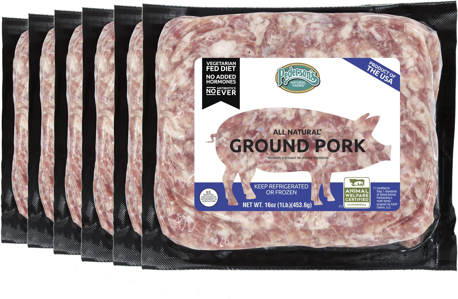 Amazon.com: Pederson's Farms Ground Pork (6 Pack, Use/Freeze) 16oz ...