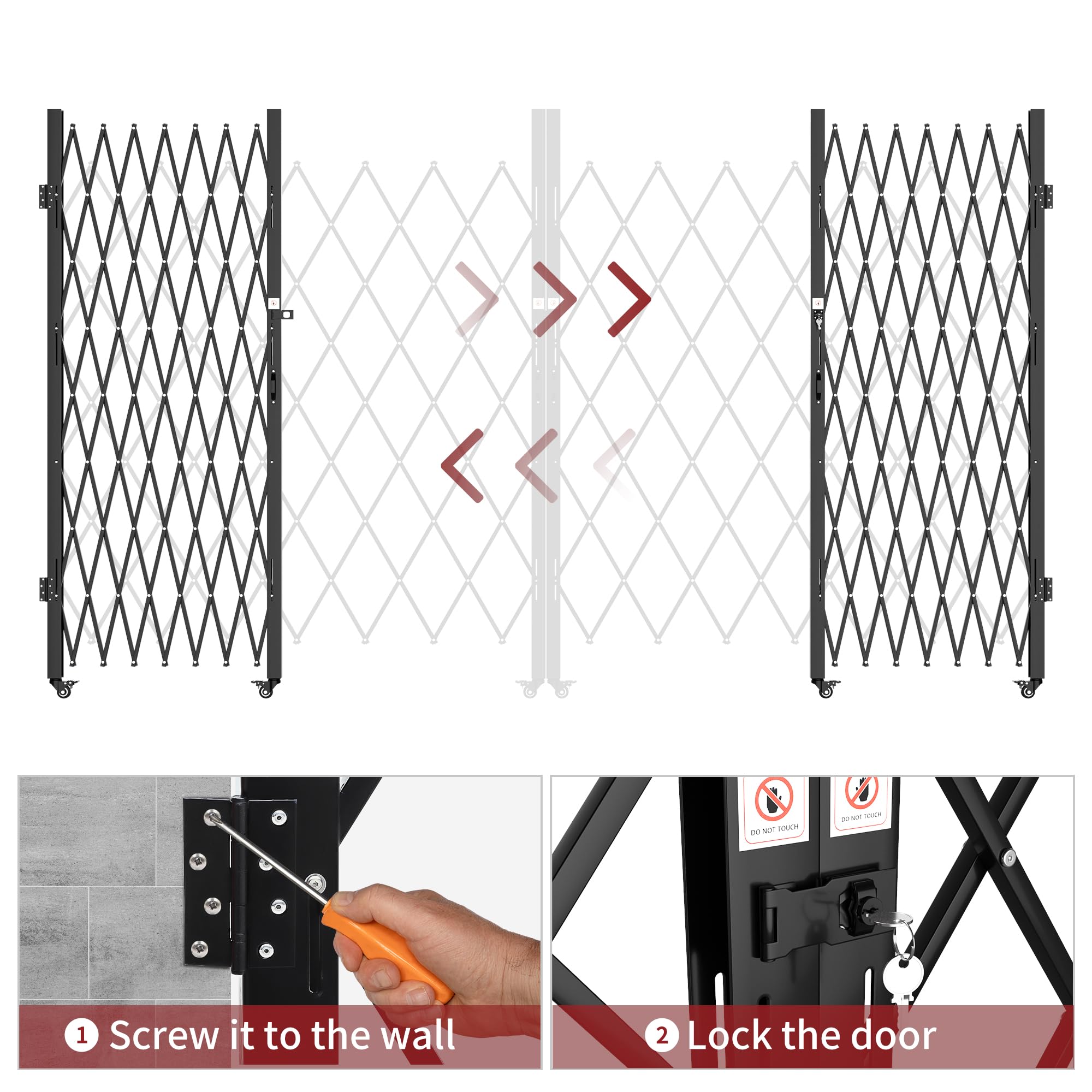 Snapklik.com : YITAHOME Double Folding Security Gate, 85" H X 150" W ...