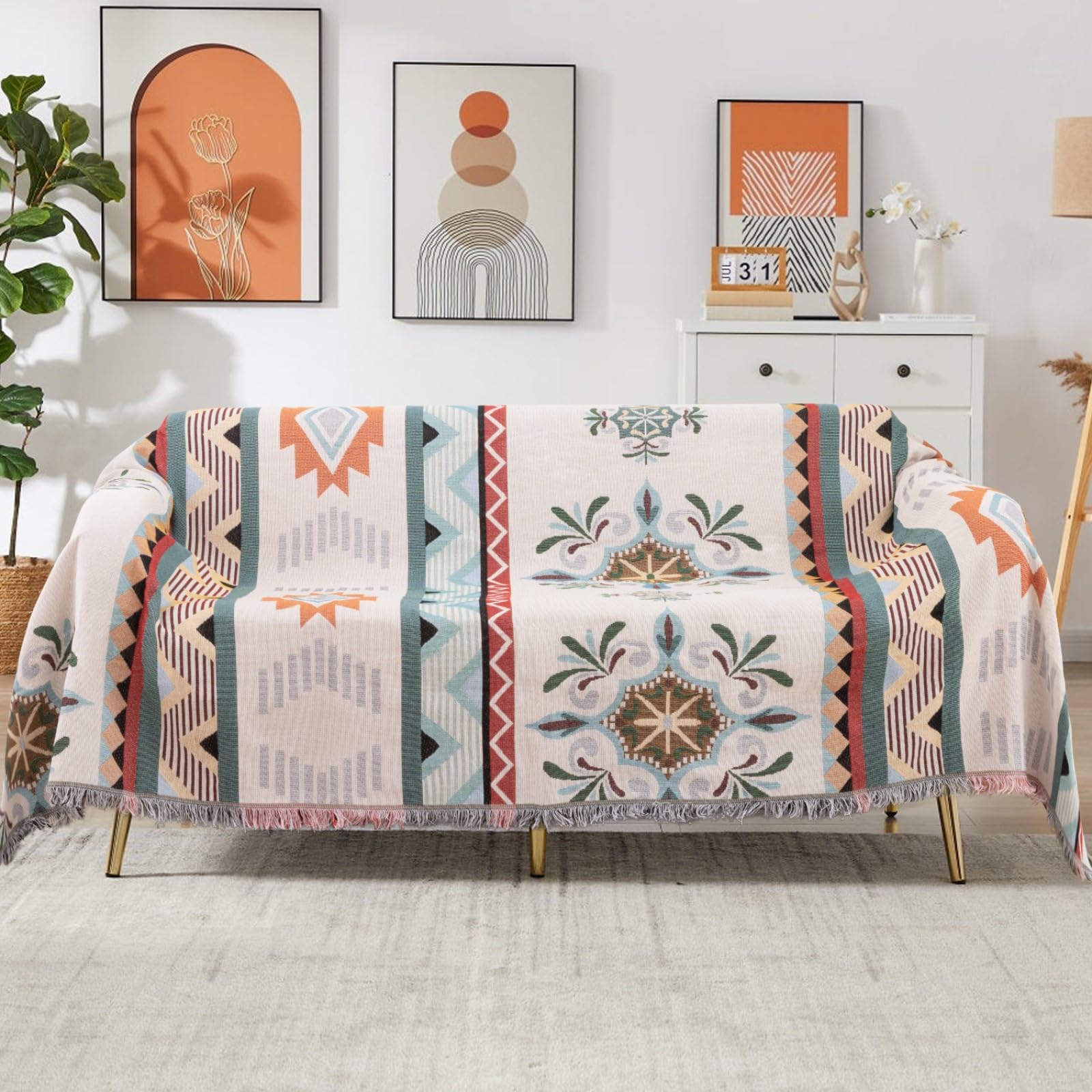 Amazon.com: Homcosan Sofa Slipcovers Towel Reversible Geometrical Couch ...