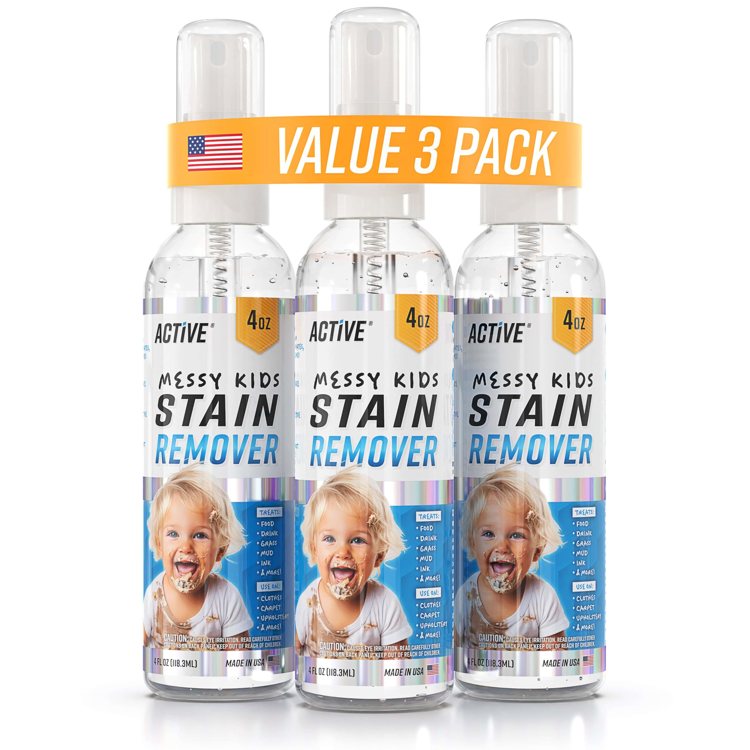 Amazon.com: Messy Kids Stain Remover Spray - 3 Pack 4oz Laundry Spot ...